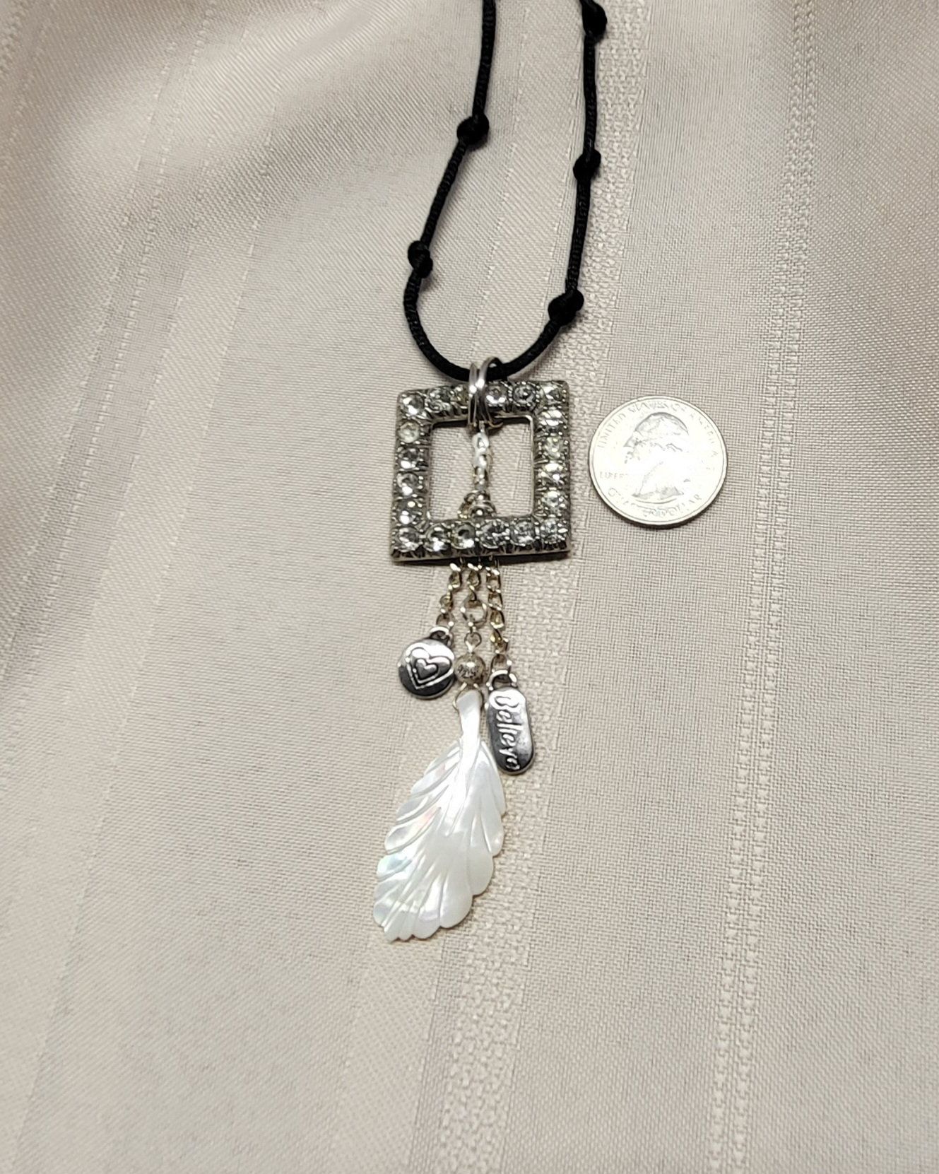 Vintage Belt Buckle Necklace With Mother-of-pearl Feather and ...
