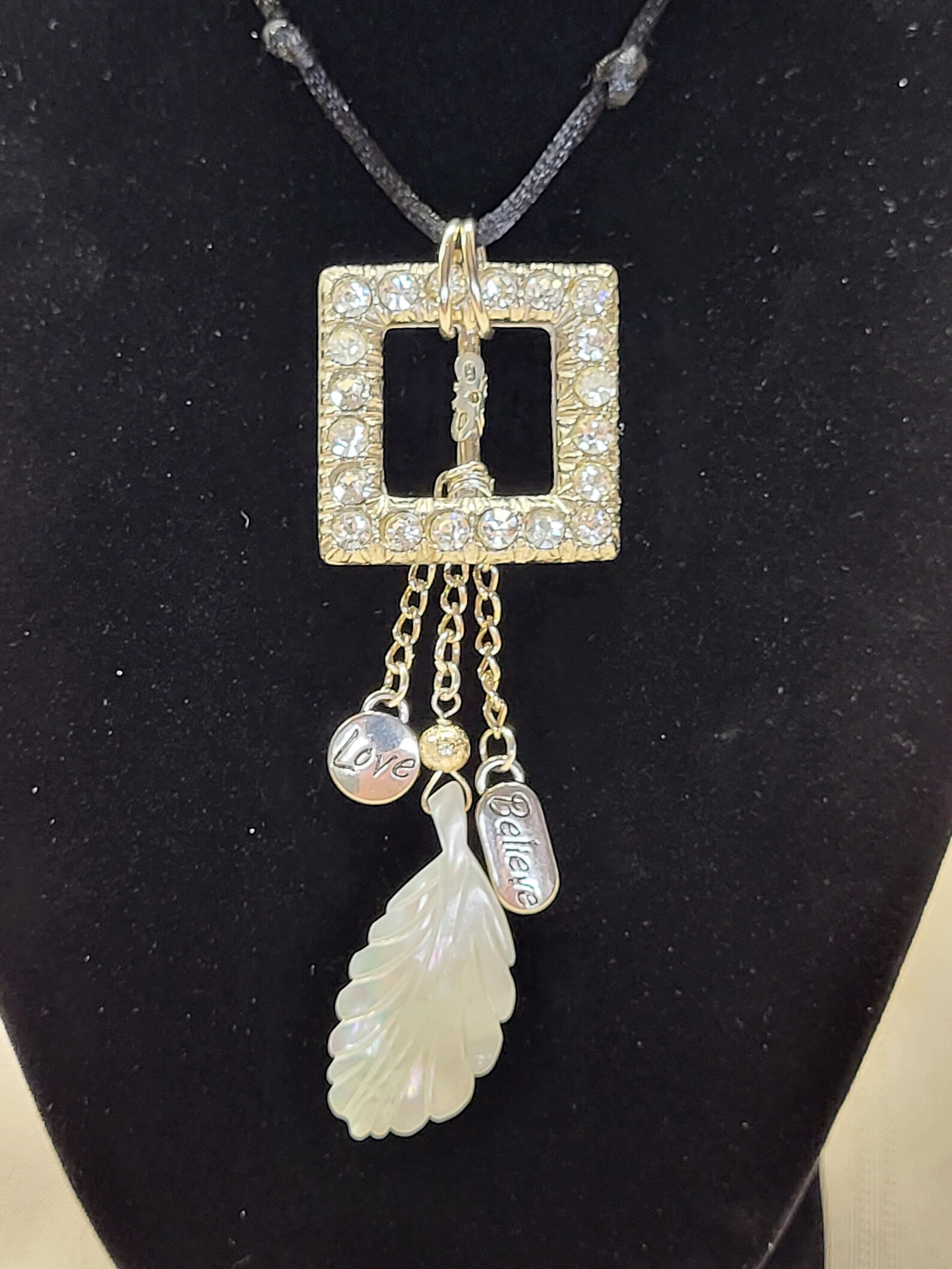 Vintage Belt Buckle Necklace With Mother-of-pearl Feather and ...