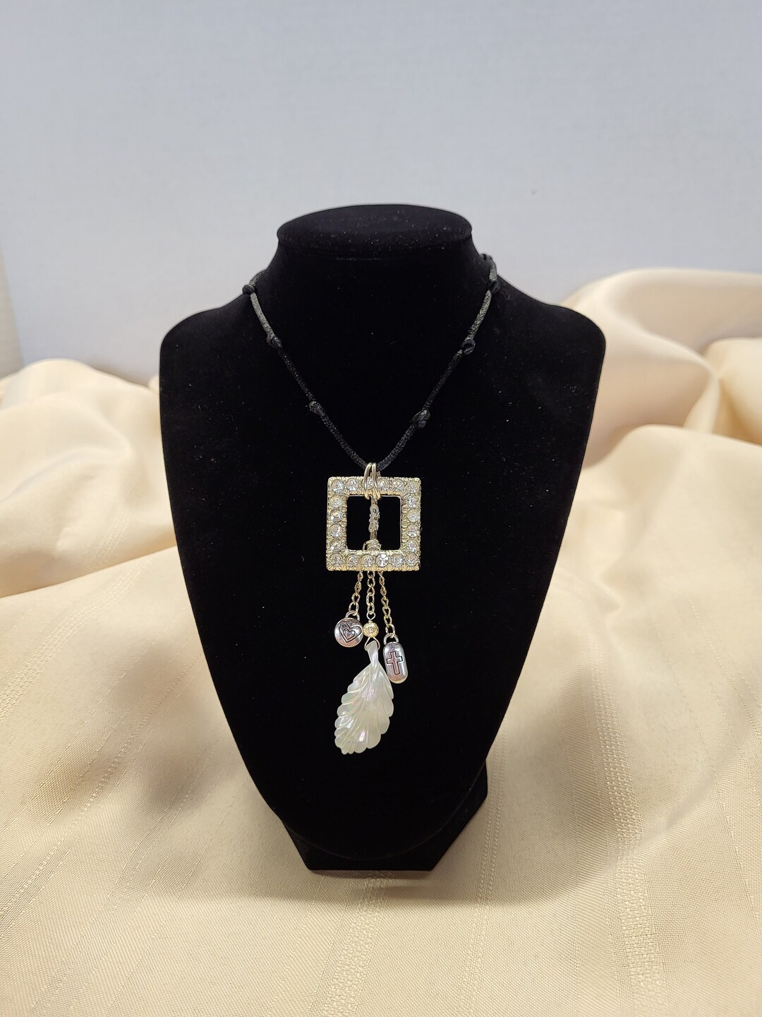 Vintage Belt Buckle Necklace With Mother-of-pearl Feather and ...
