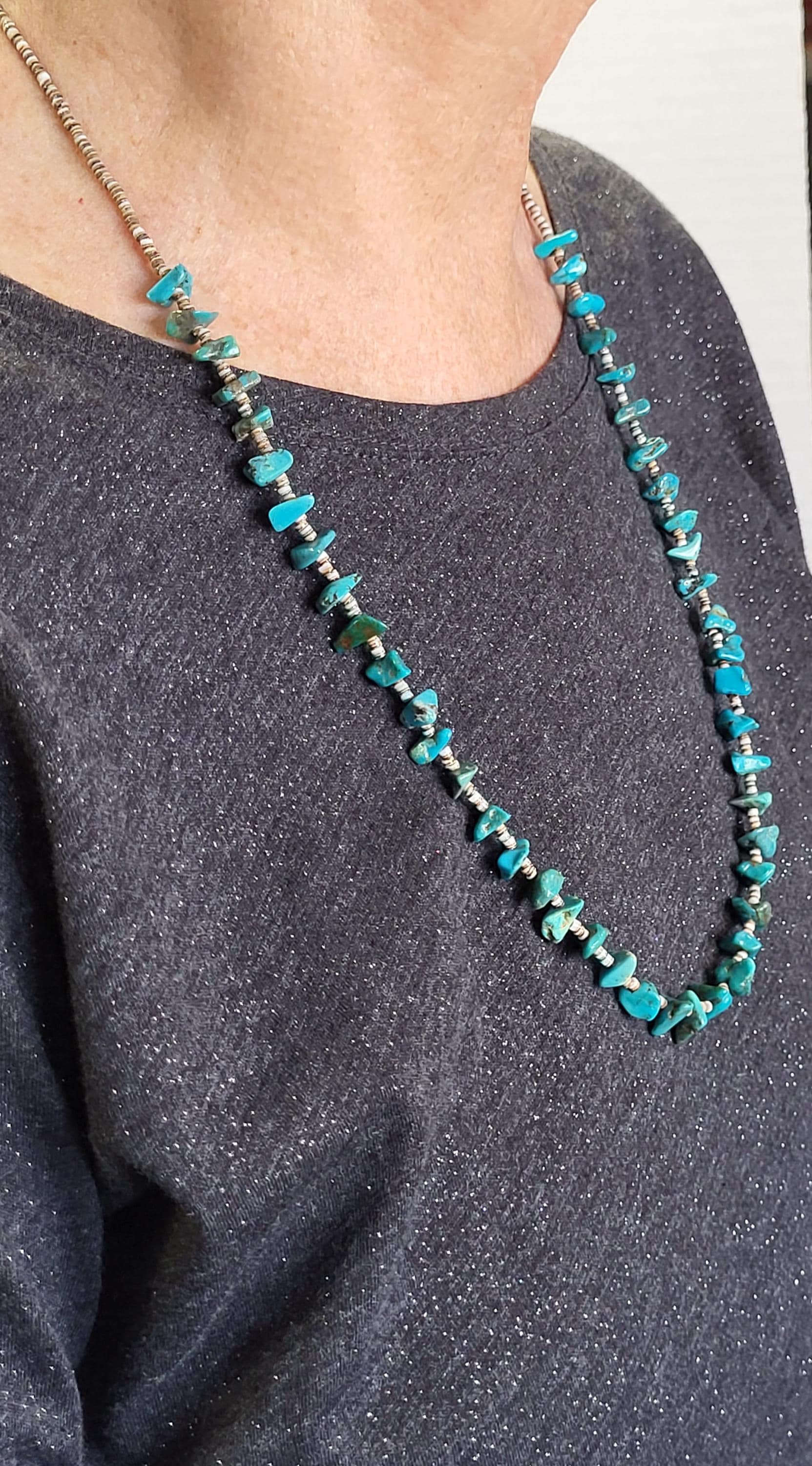 Christmas in July Sale! Blue Turquoise Necklace and Heishi Beads With ...