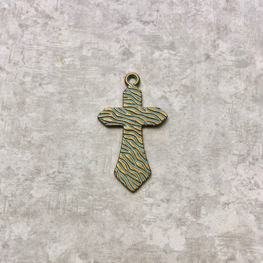 Blue Patina Zebra Print Cross (MC19) - Etsy