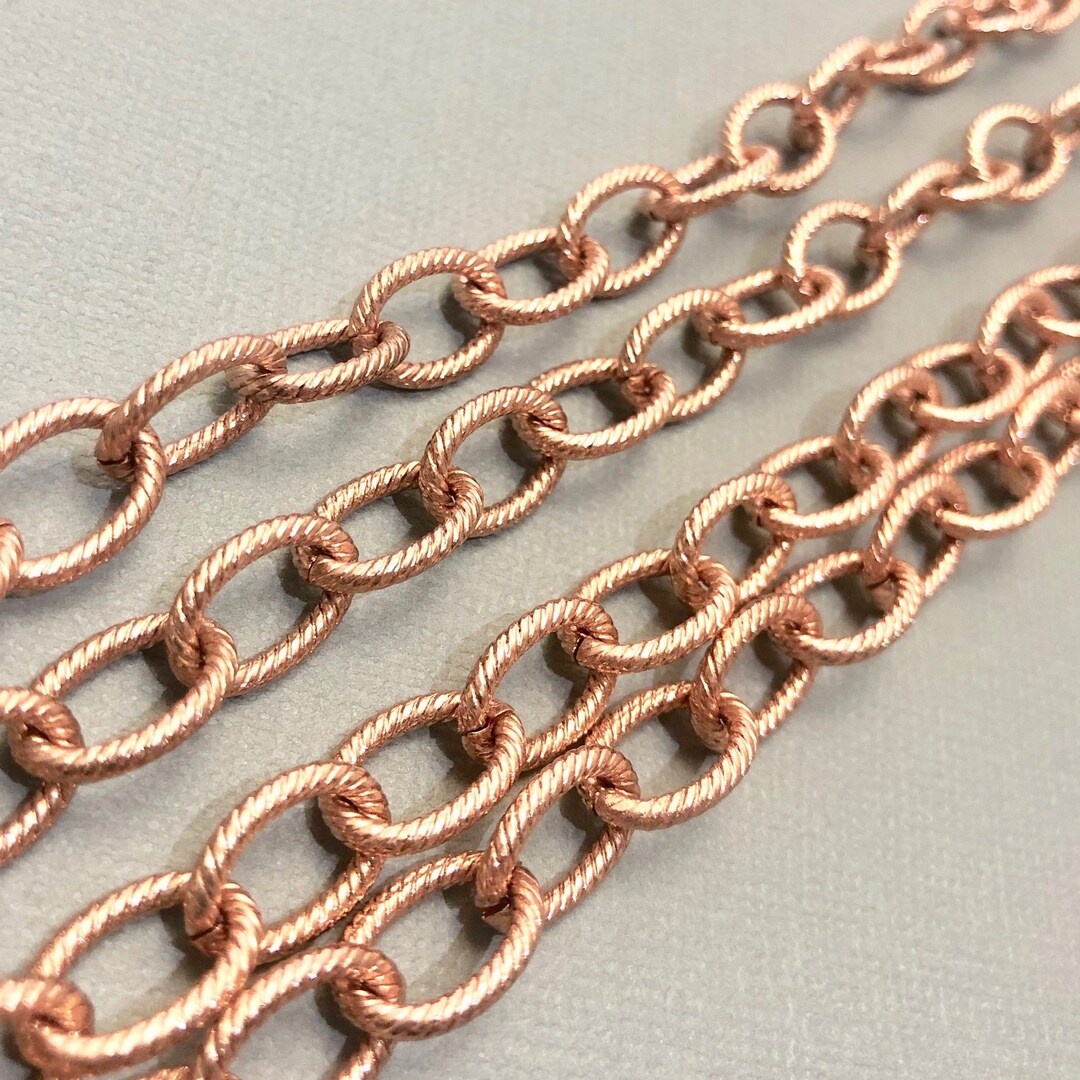 1970s Shiny Vintage Textured Copper Chain sold by the Foot 9x13mm - Etsy
