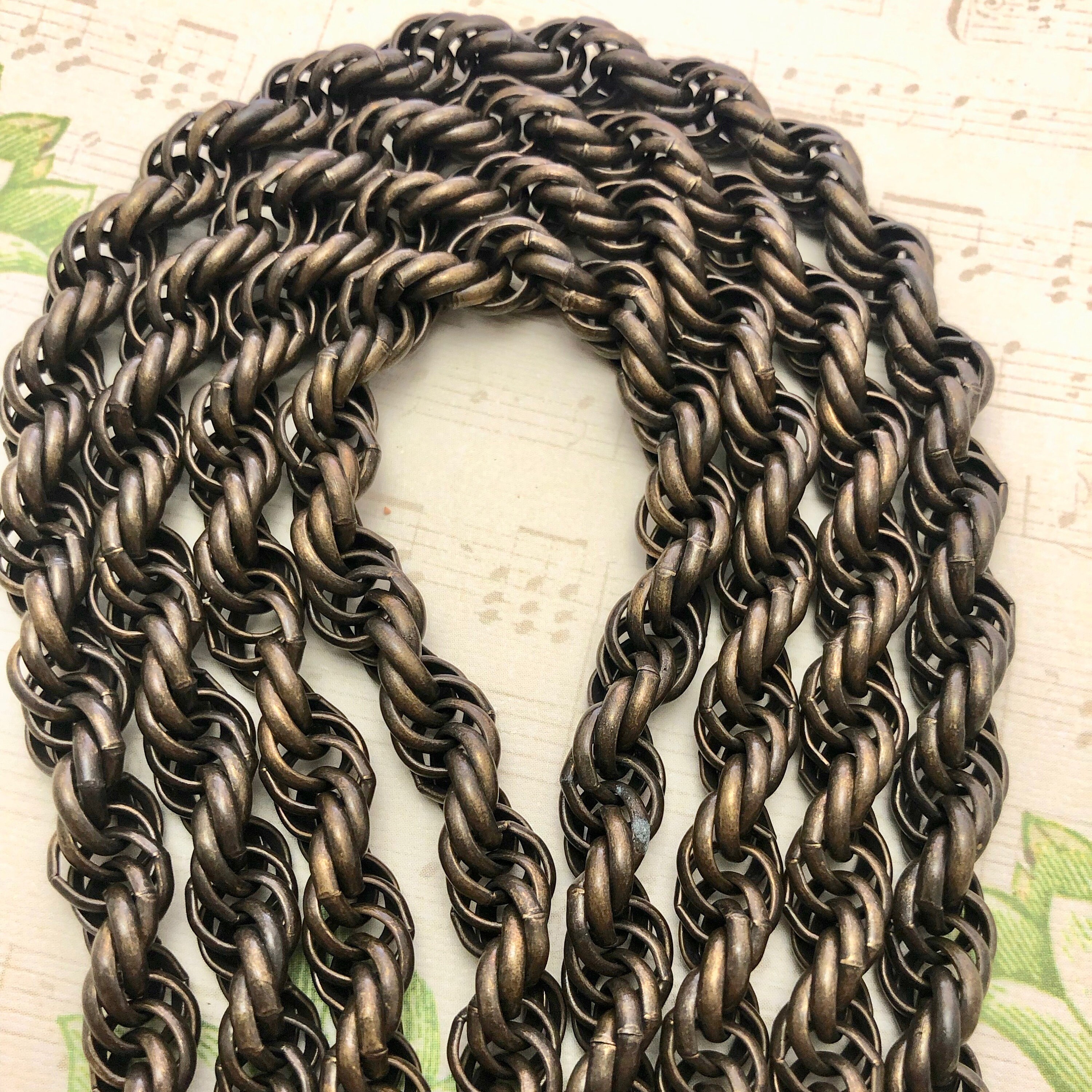 Vintage Woven Bronze Colored Chain sold by the Foot 8mm - Etsy