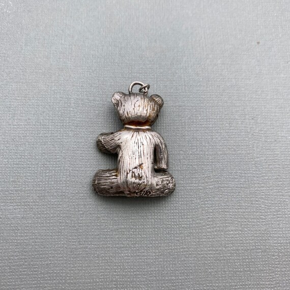 Sterling Silver Teddy Bear Pendant (Bow Tie) (SP26) - Gem