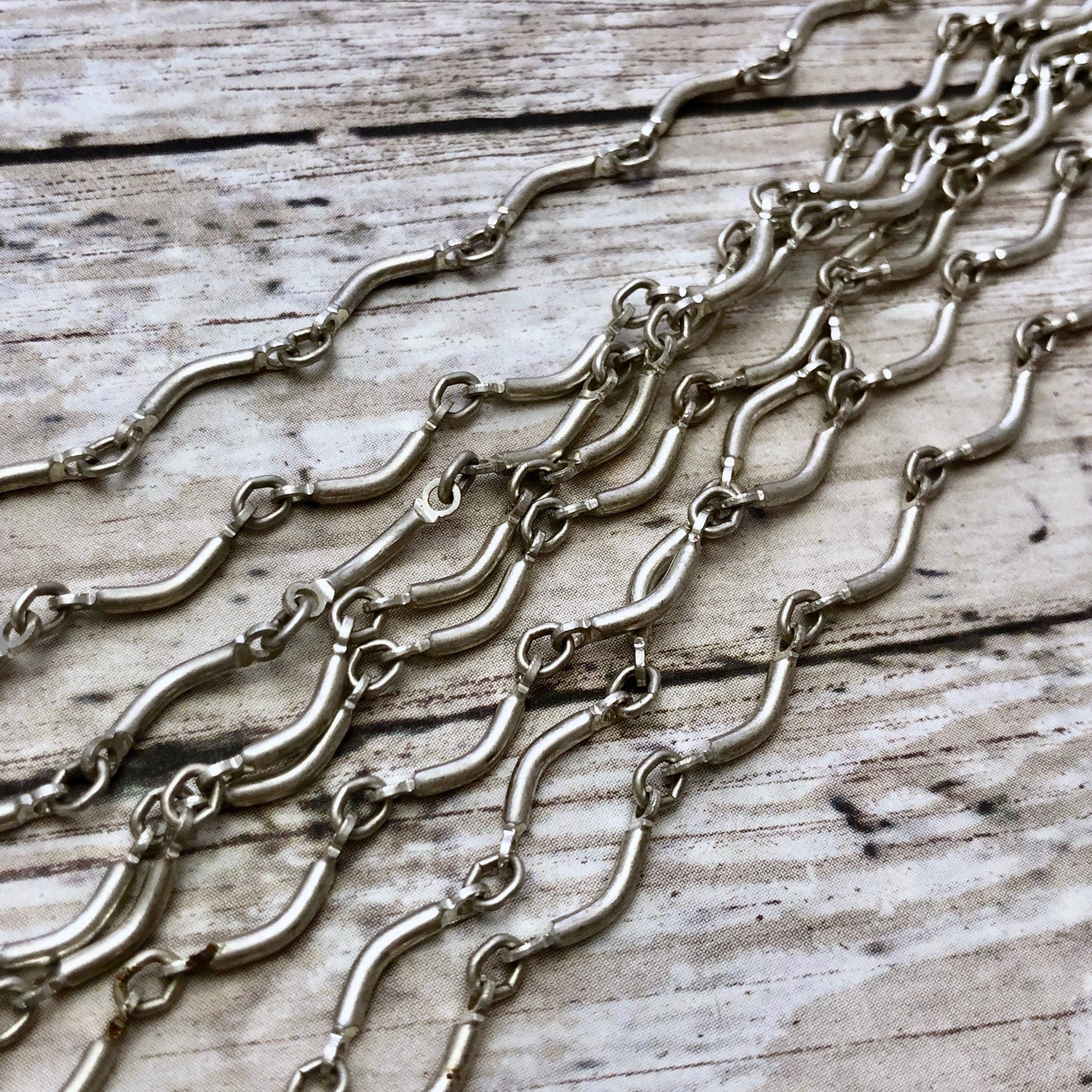 Curved Silver Color Metal Chain sold by the Foot 2x13mm | Etsy