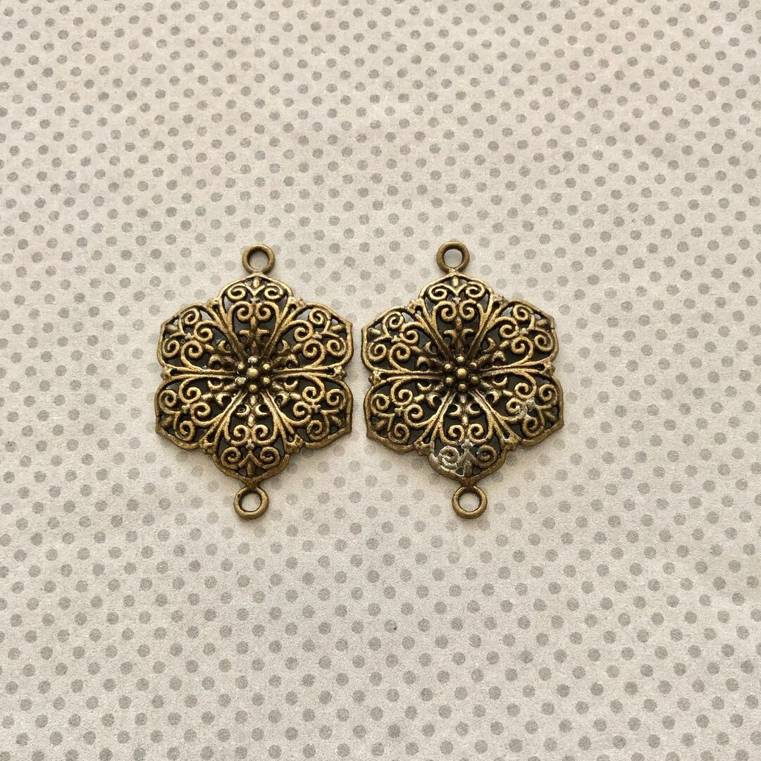 Pair of Floral Metal Filigree Connectors (MP75) - Etsy