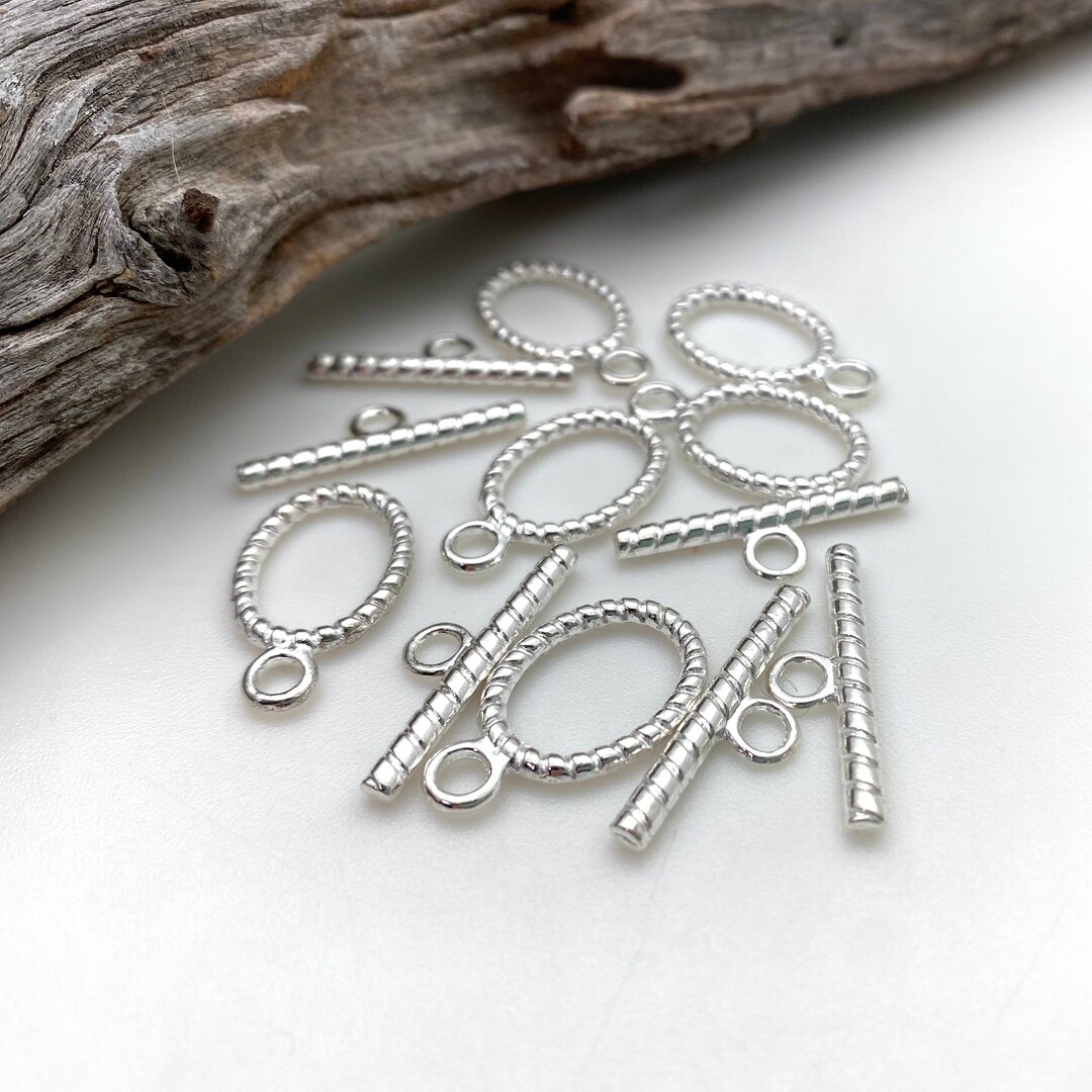 Sets of Silver Colored Oval Rope Like Base Metal Toggle Clasps (3 ...