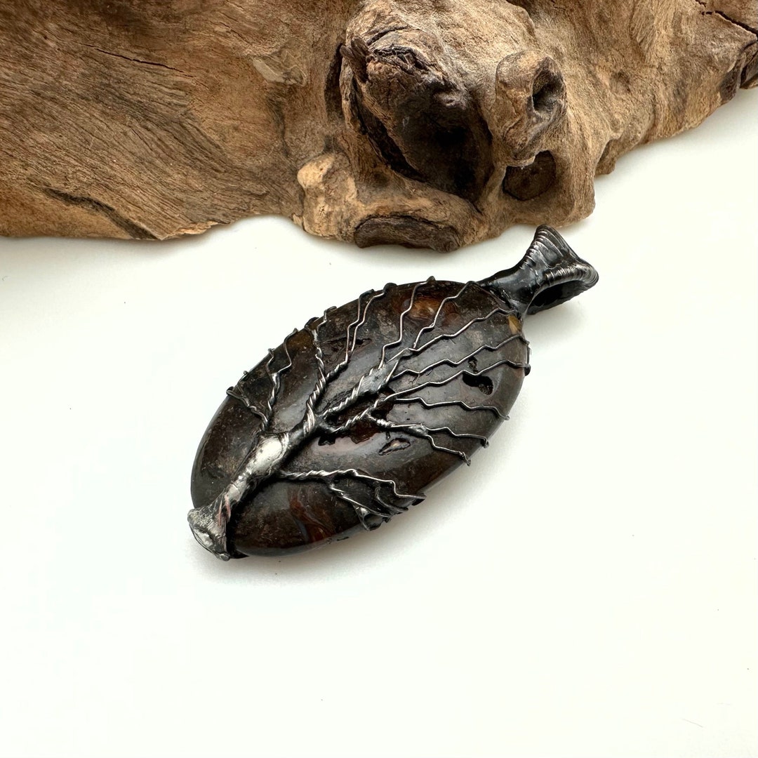 Wire Wrapped & Soldered Coffee Bean Jasper Tree of Life Pendant (OAK181 ...