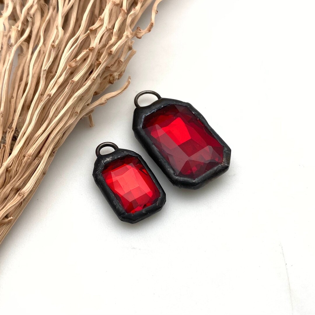 Rectangular Red Rhinestone Soldered Pendant (SGP122) - Etsy