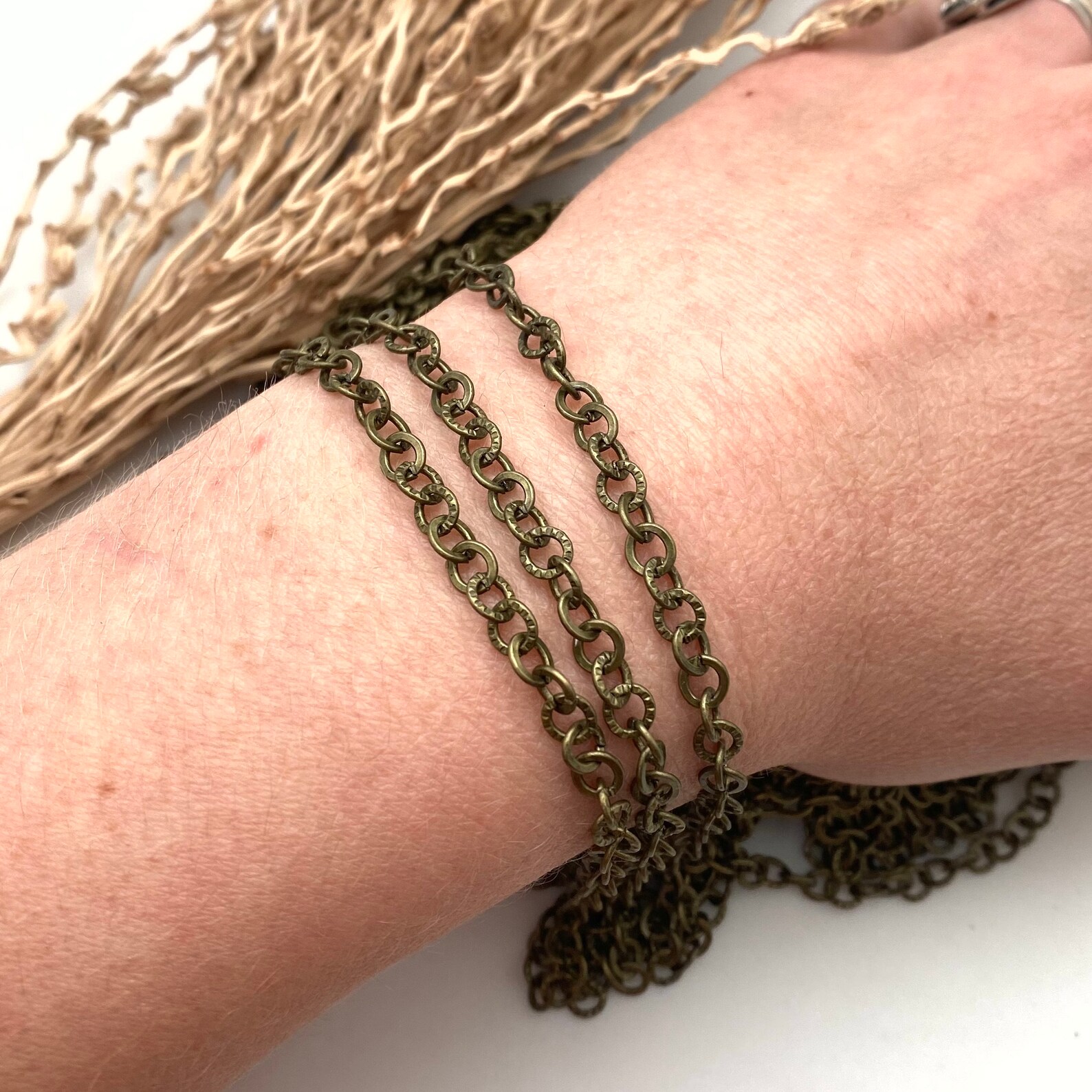 Plated Textured Round Link Brass Chain 5mm sold by the Foot - Etsy