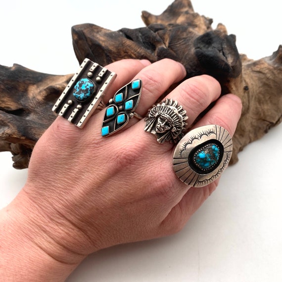 Vintage Kingman Turquoise Native American Shadow Box … - Gem