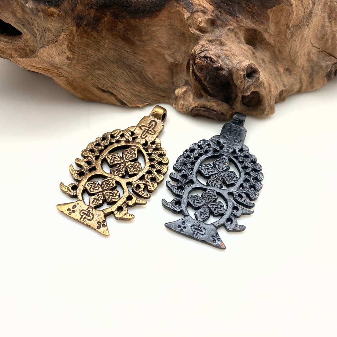 Brass Flower Shaped Ethiopian Cross (available in Brass or Black ...