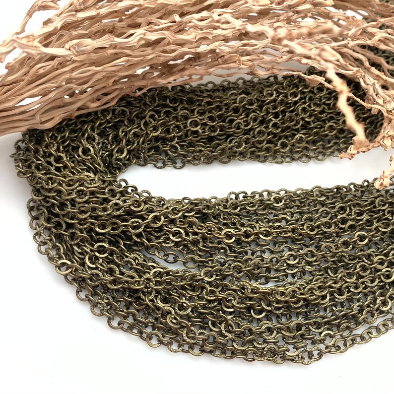 Plated Textured Round Link Brass Chain 5mm (sold by the Foot) (BRZ23 ...