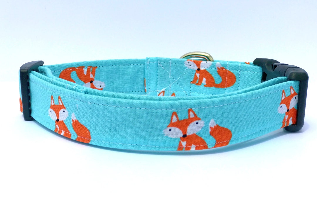 Fox Dog Collar, Light Blue Fox Dog Collar, for Fox Sake, Adjustable Dog ...