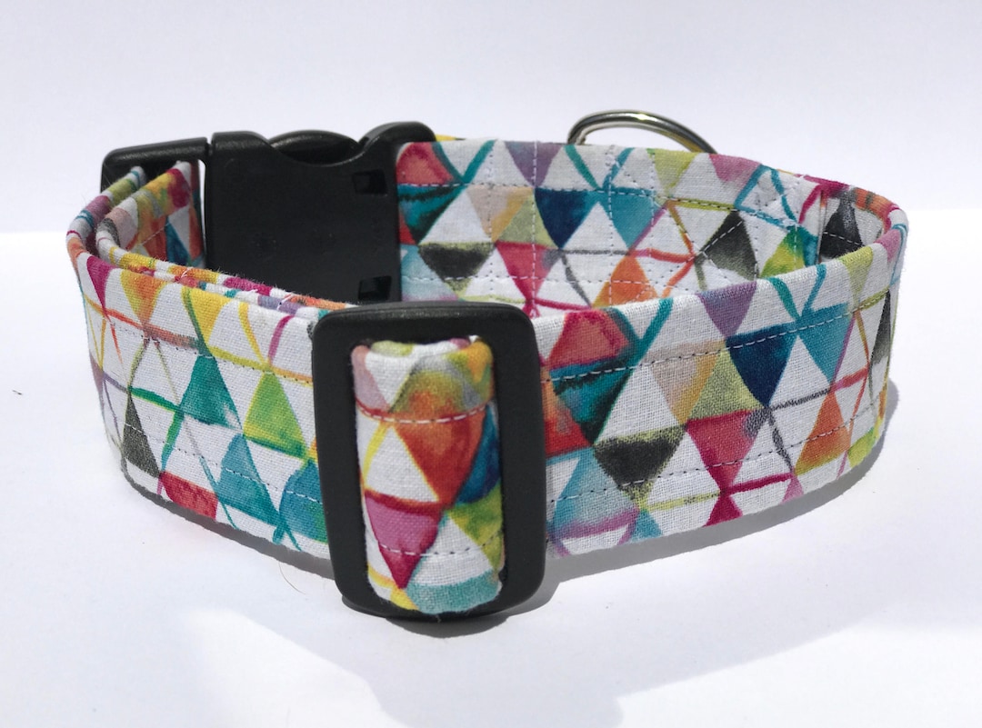 Multi Color Geometric Unisex Dog Collar, Adjustable Collar, Trendy Dog ...