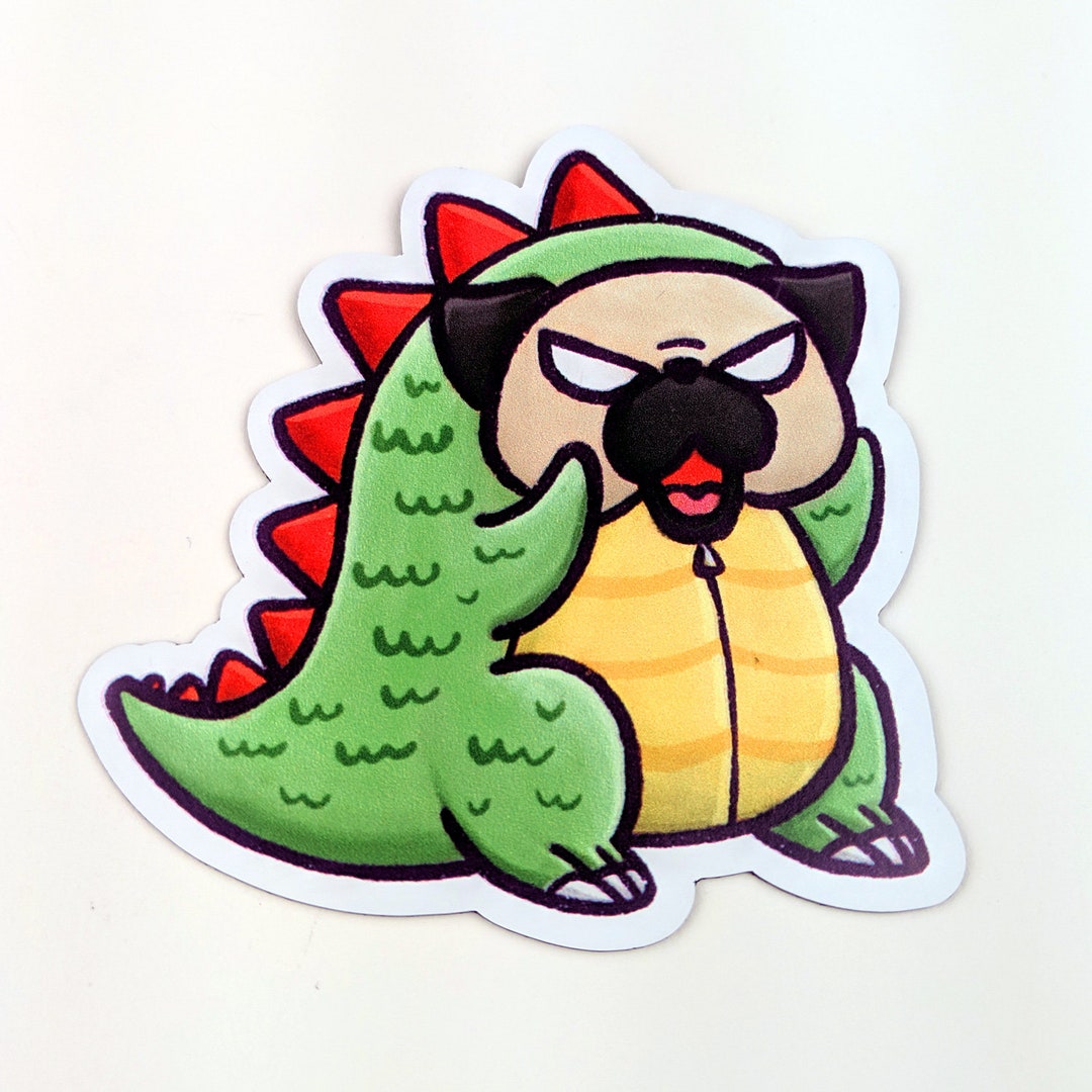 Pugzilla Vinyl Sticker, Pug Monster Sticker, Pug Sticker, Kawaii ...