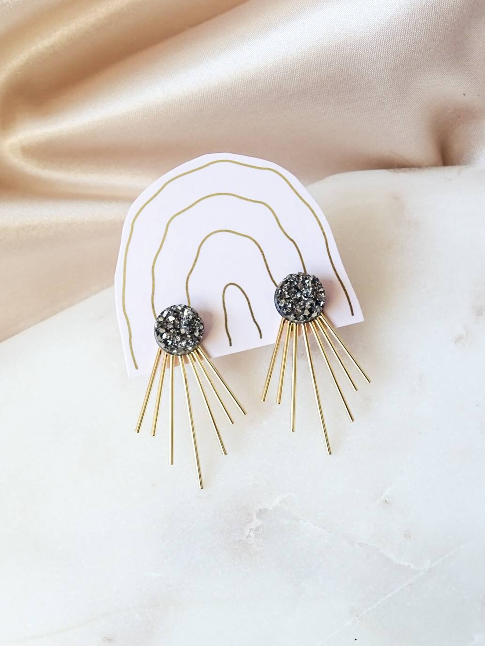 Julia Earrings Charcoal Stardust Ear Jackets - Etsy
