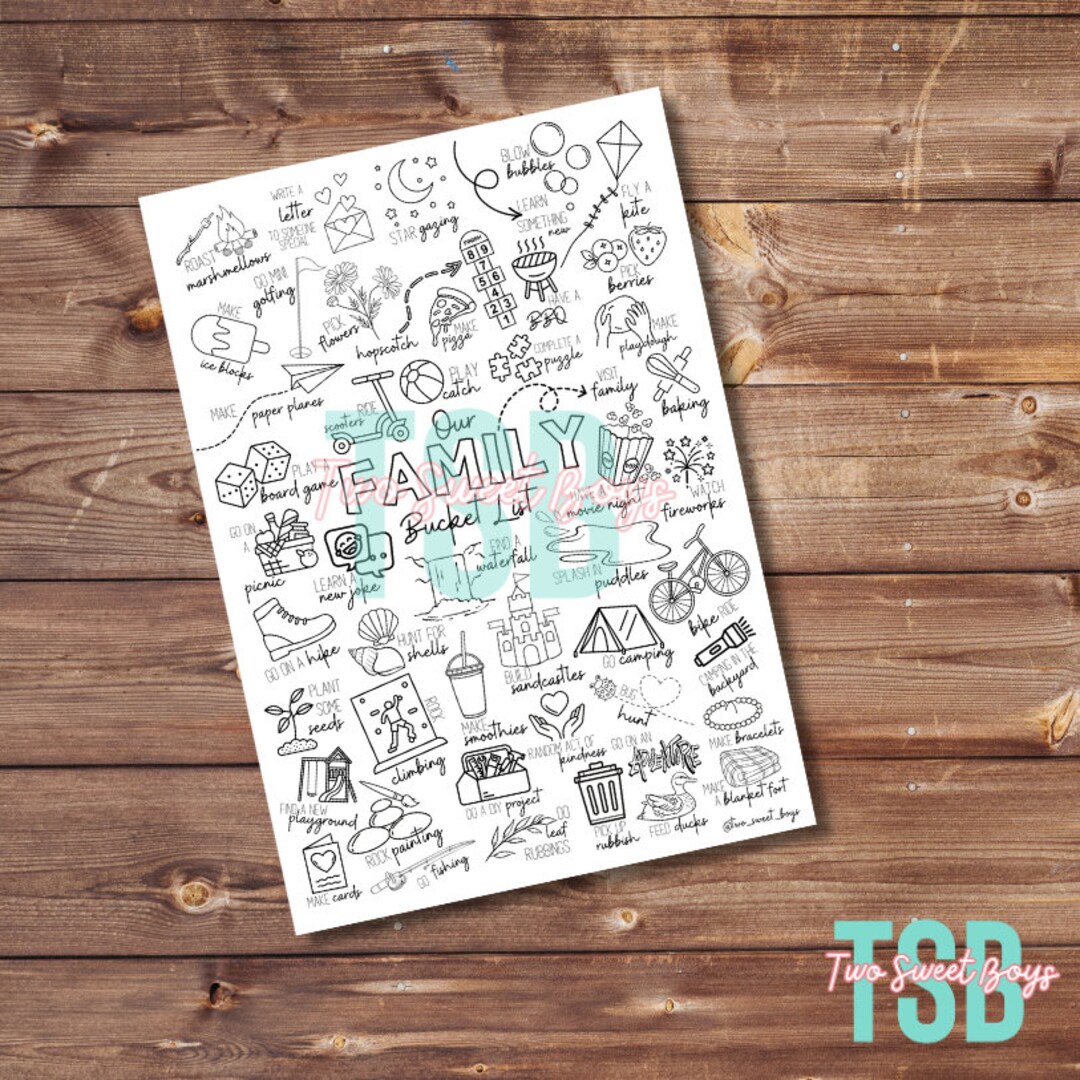 Our Family Bucket List Printable, Activity Ideas, Adventure Checklists ...