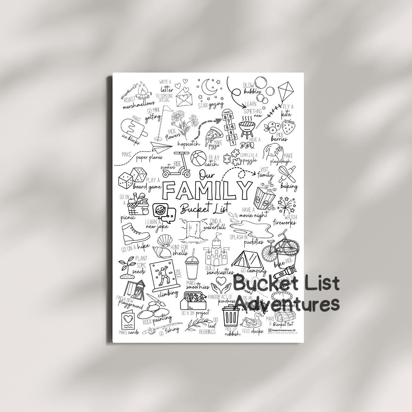 Our Family Bucket List Printable, Activity Ideas, Adventure Checklists ...