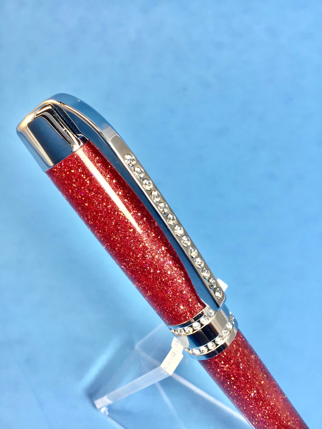 Ruby Red Princess Pen With Diamond Chips and Swarovski Crystals, Made ...