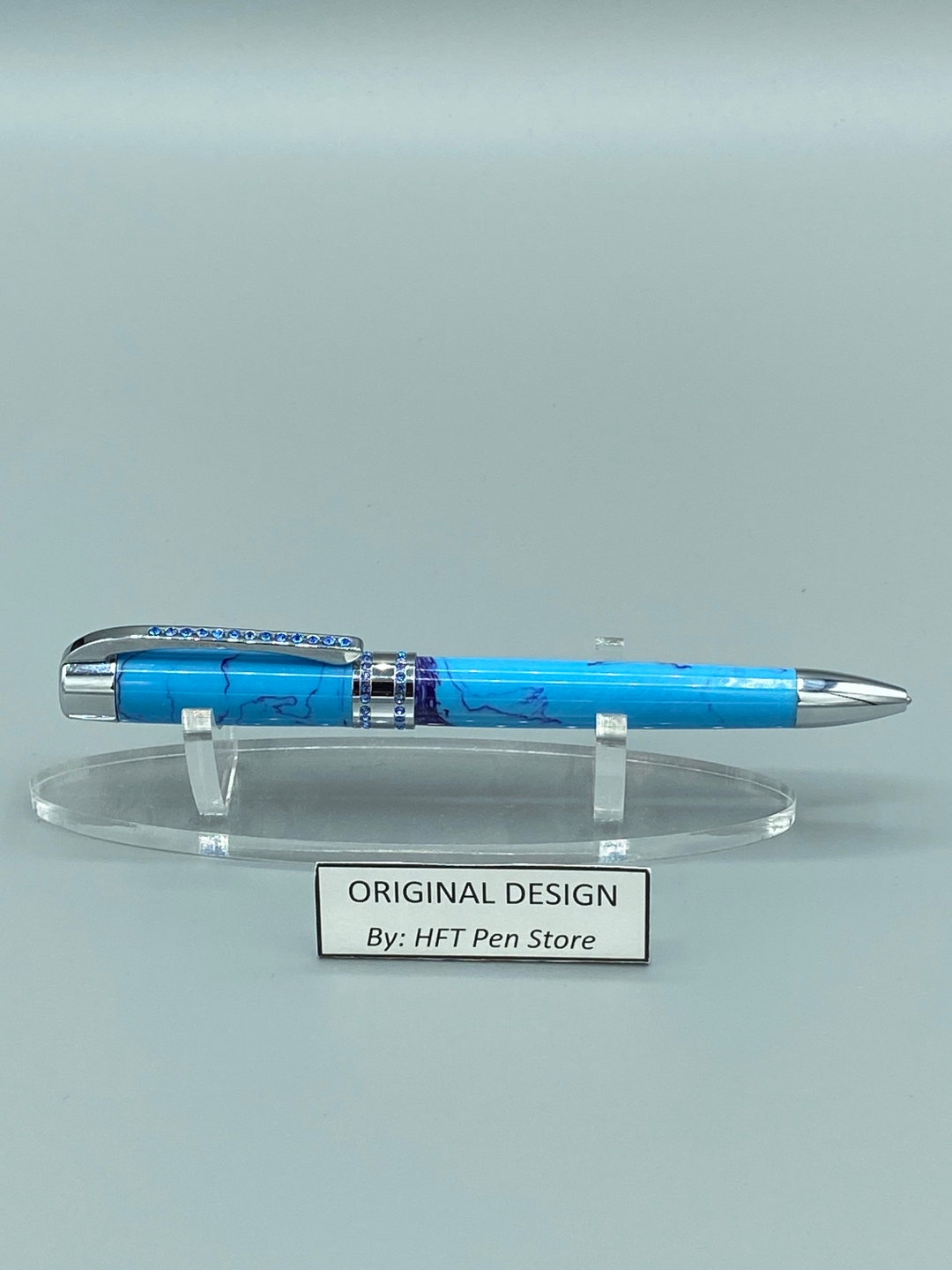 Turquoise and Purple Princess Pen, Blue Crystals, Christmas Gift ...