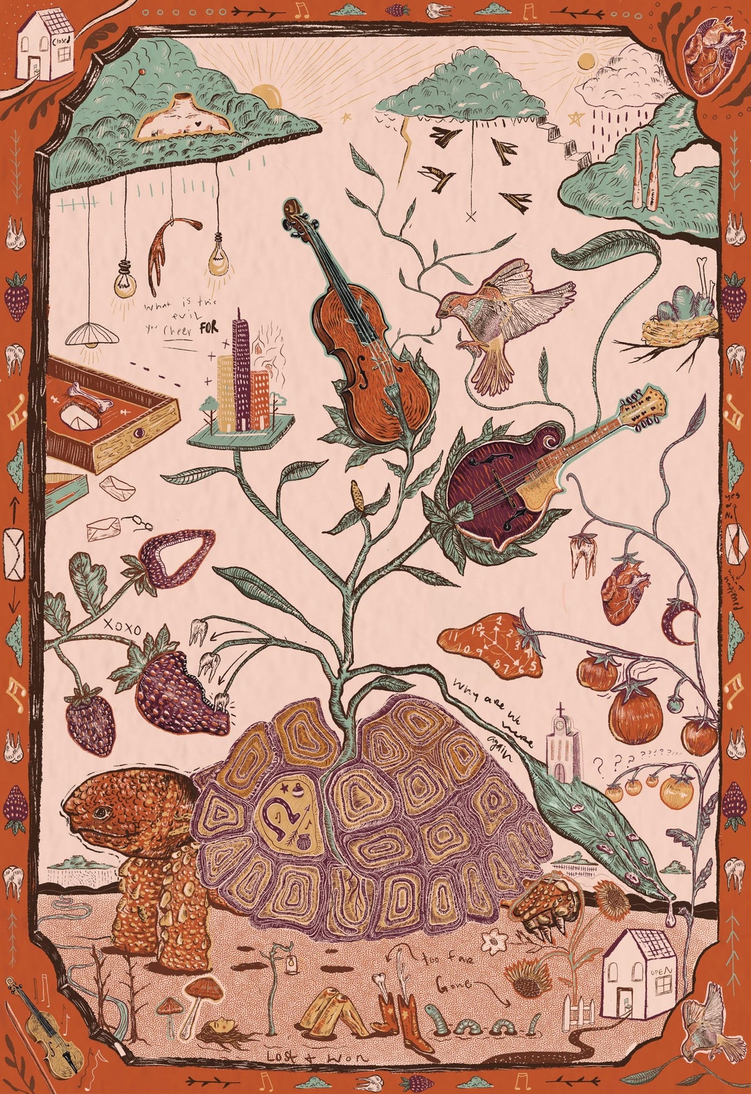 Turtle’s Folk Art Print - Etsy