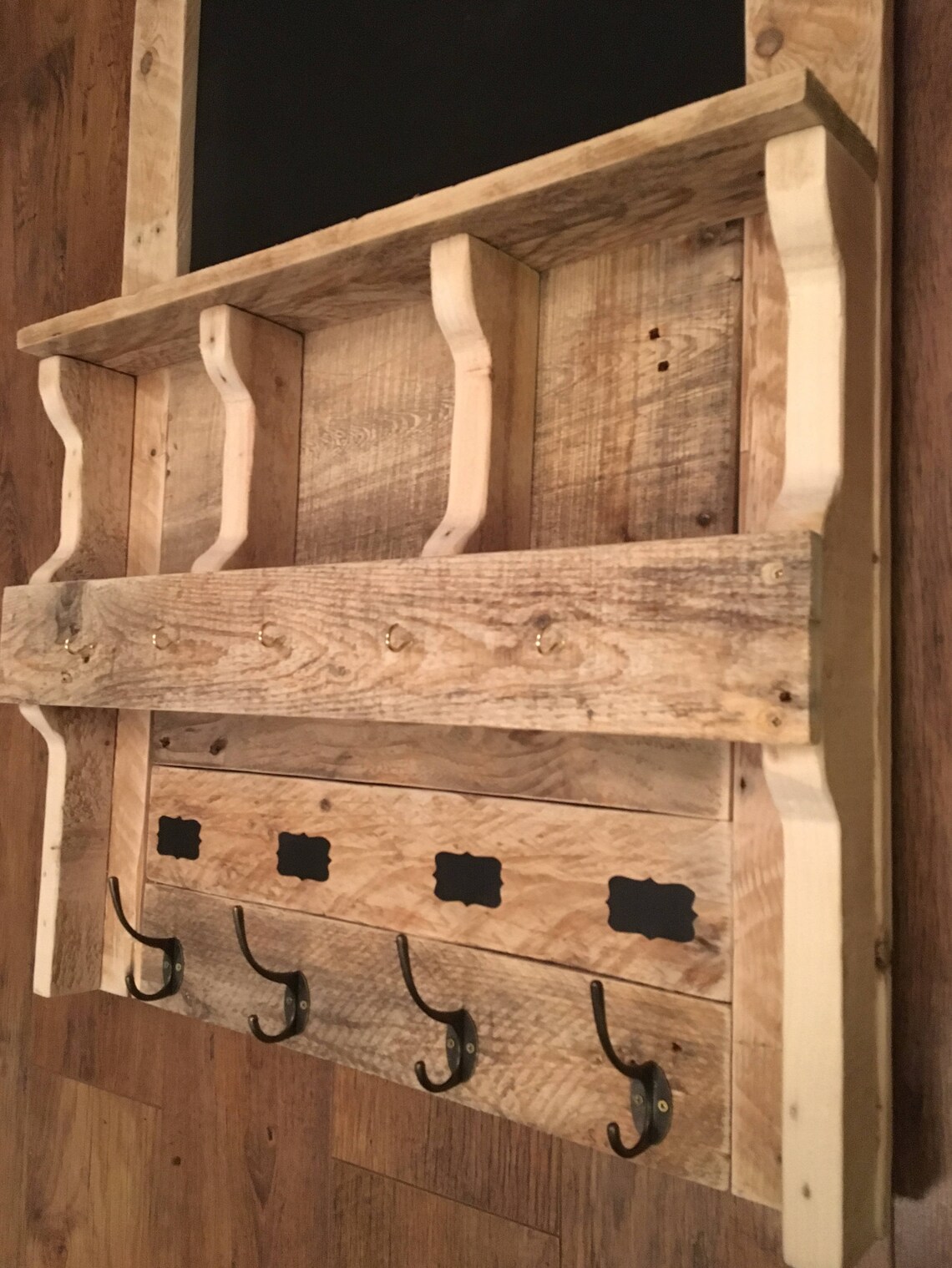 Rustic Handmade Blackboard with Coat and Key Rack Organiser | Etsy