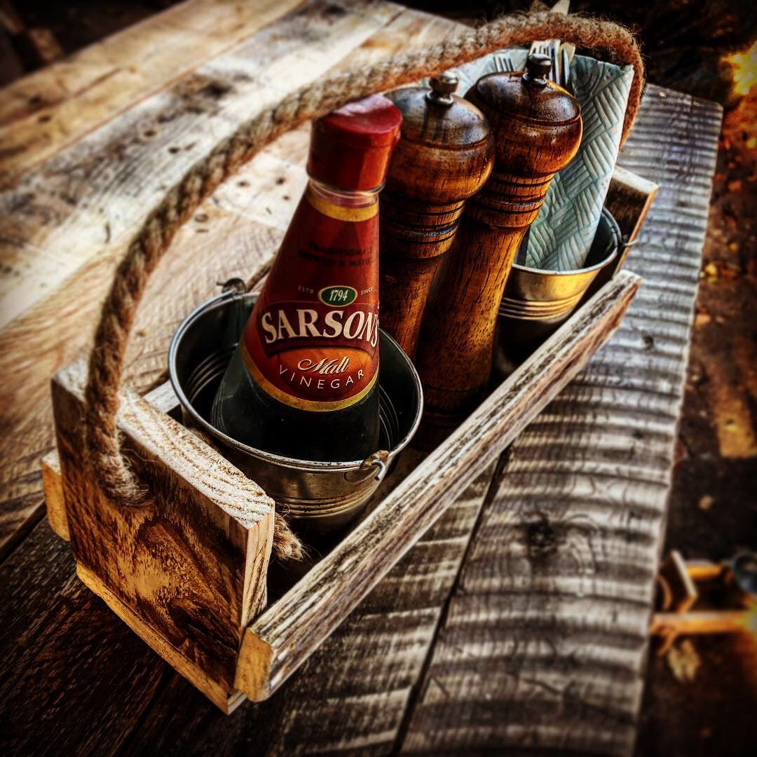 Rustic Handmade Condiments Holder With Rope Handle | Etsy UK