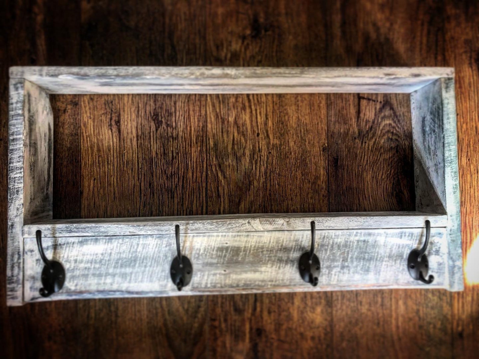 Rustic Handmade Coat Rack With Decorative Shelf | Etsy