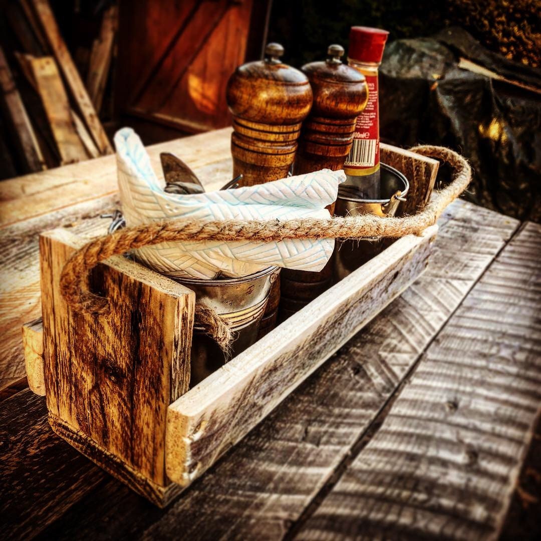 Rustic Handmade Condiments Holder With Rope Handle - Etsy UK