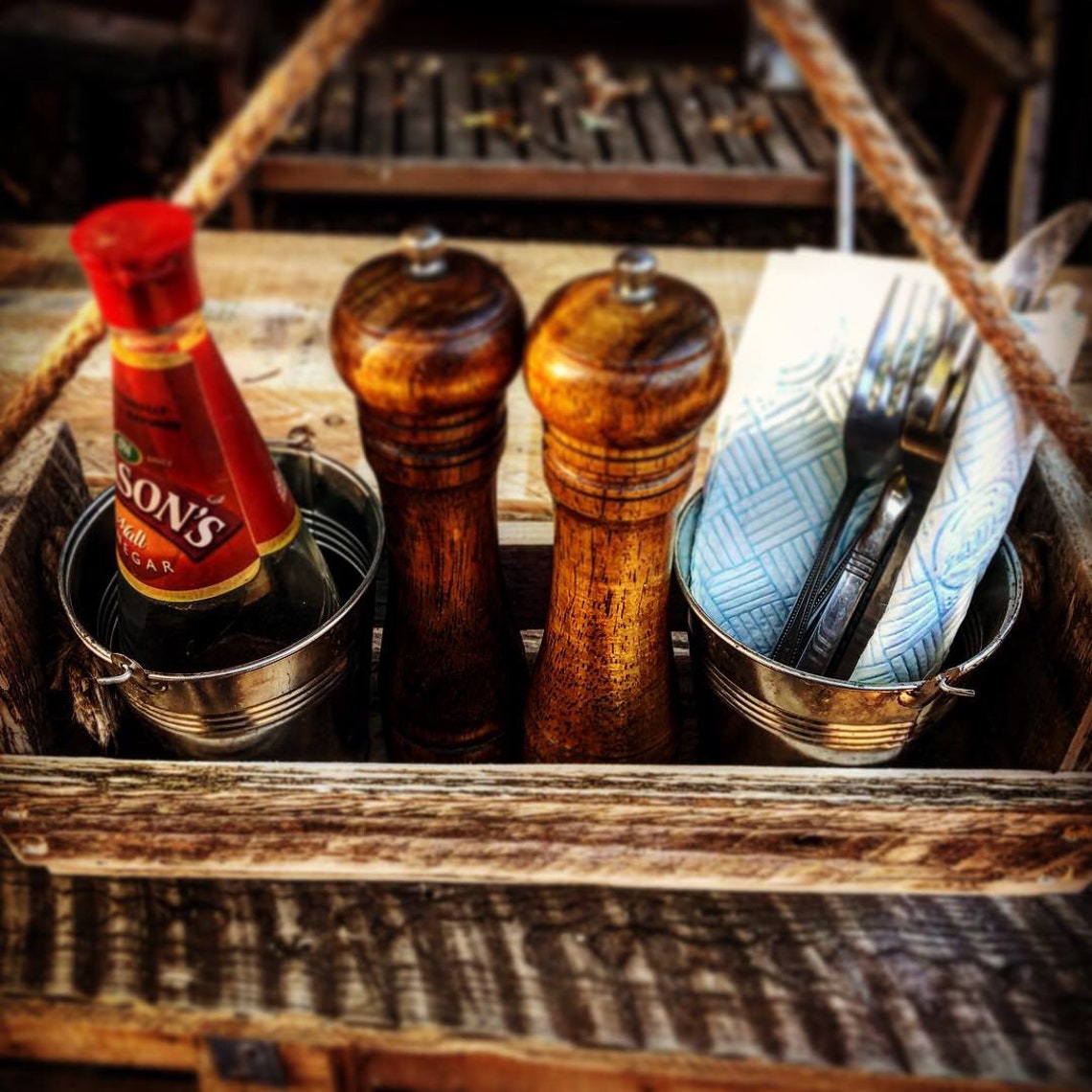 Rustic Handmade Condiments Holder With Rope Handle - Etsy UK