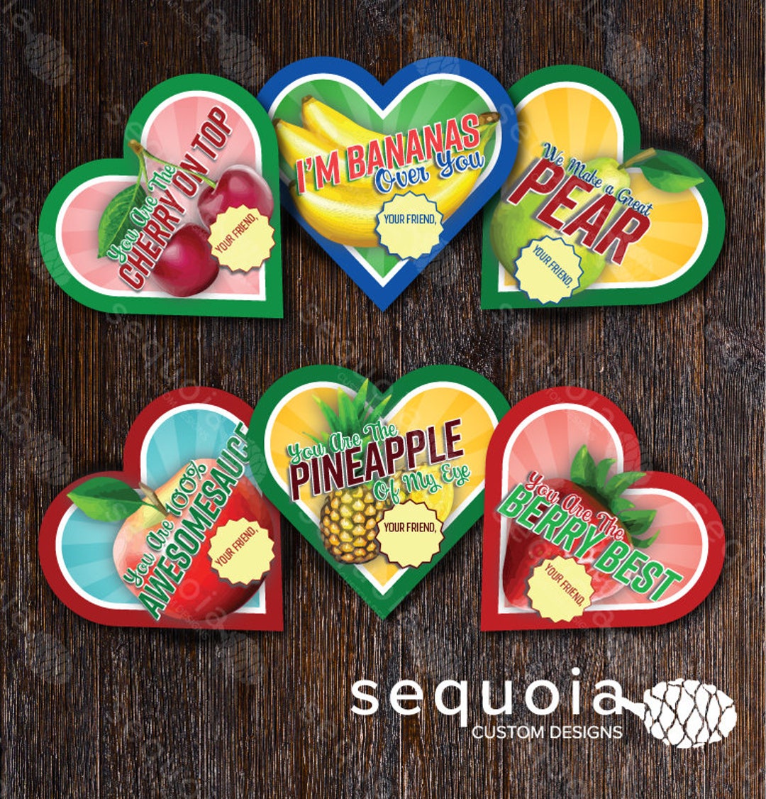 Customizable Fruit Themed Printable Valentines Day Cards for - Etsy
