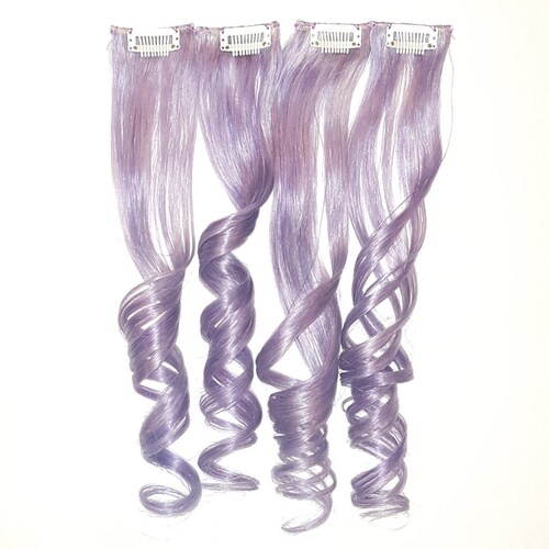 Purple Hair Extensions Clip in Hair Streaks Lavender Mermaid - Etsy