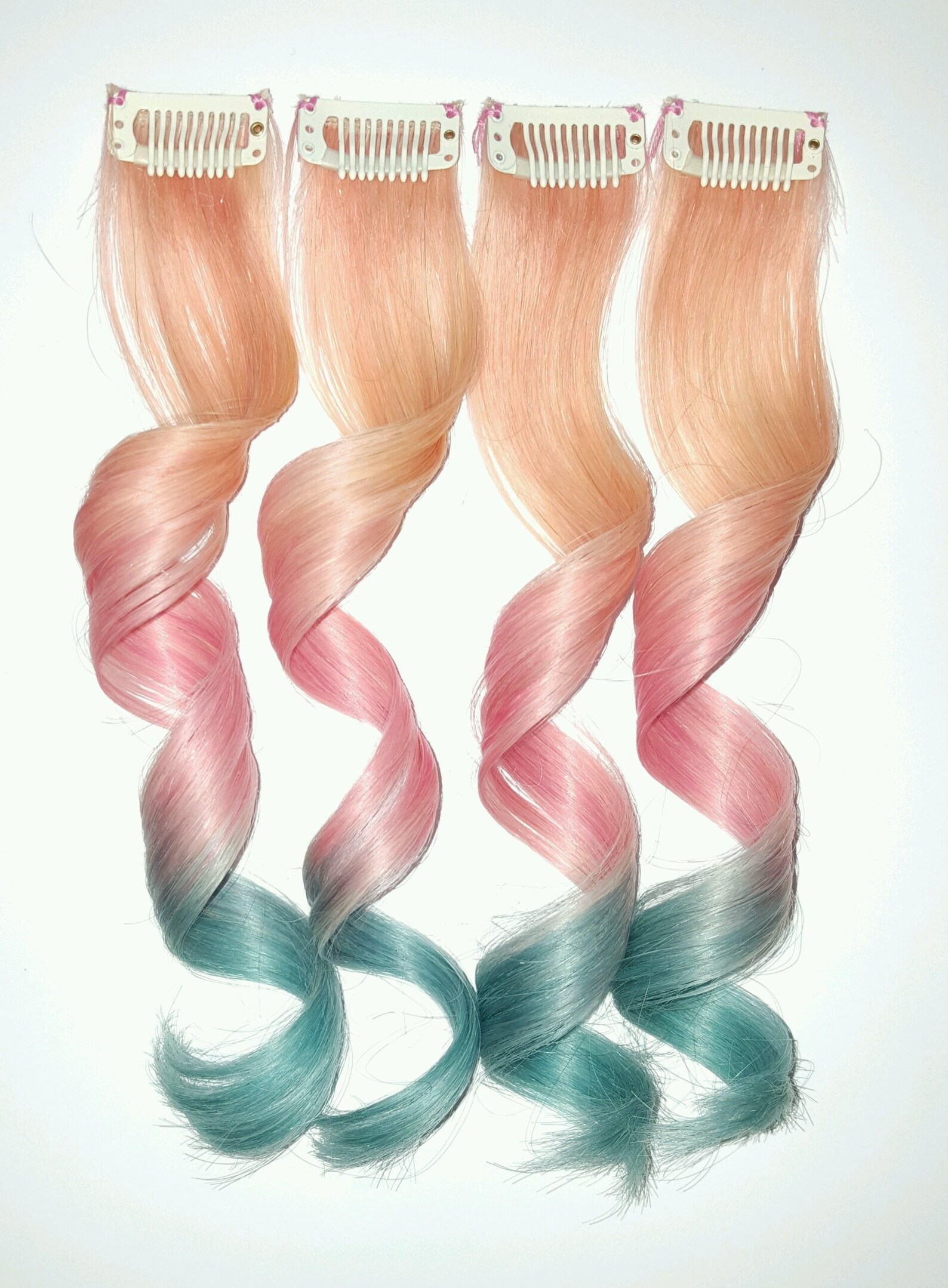 Clip in Pastel Hair Extensions Pink Hair Mint Hair Rainbow - Etsy