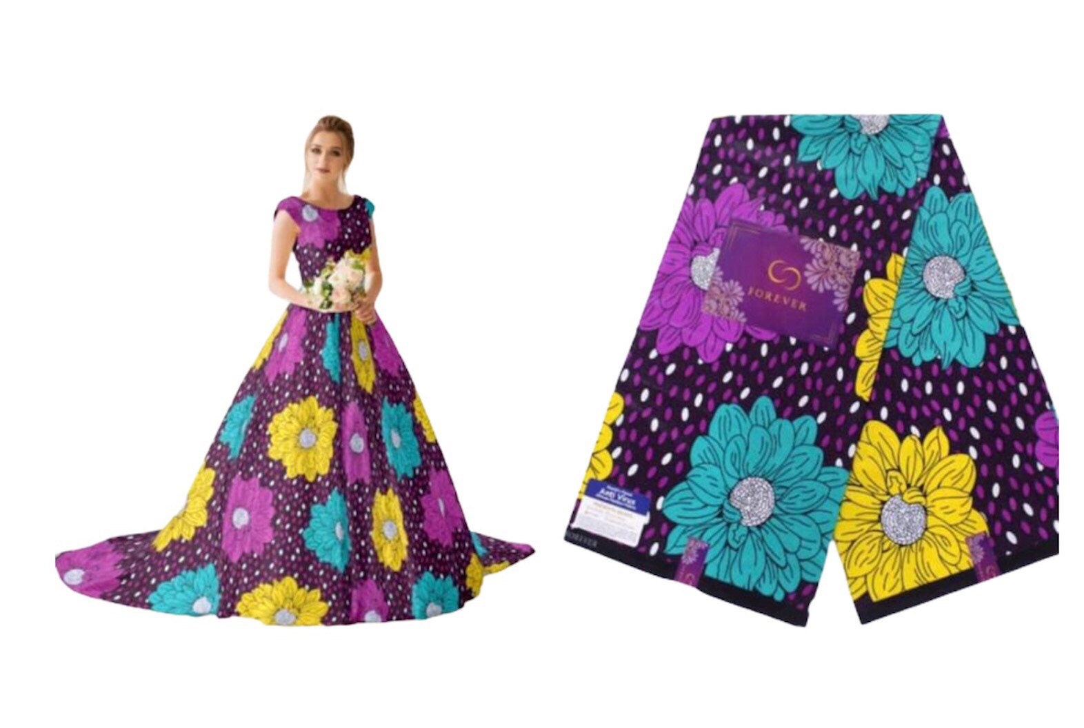 Big Flowery African Wax Cotton Print Fabric Ankara 6 Yards. - Etsy