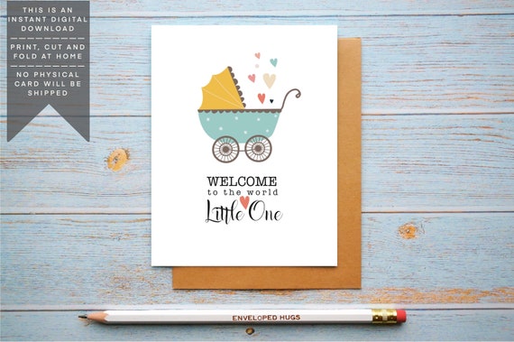 Printable Welcome Baby Card Instant Download Congratulations | Etsy