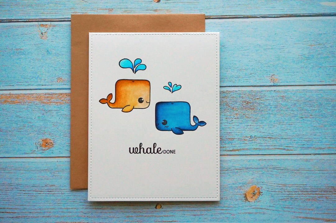 Funny Well Done Card, Handmade Card, Congratulations Card, Whale Done ...
