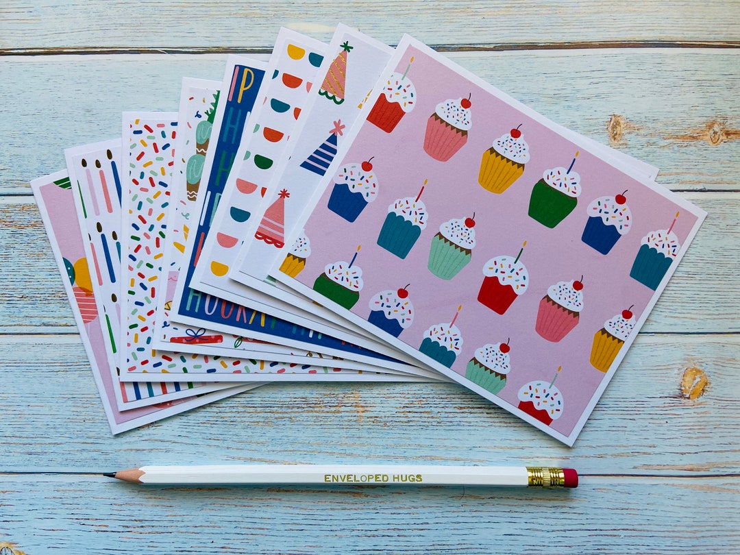 Bulk Birthday Cards Pack of 8, Assorted Designs, Blank Birthday Cards ...
