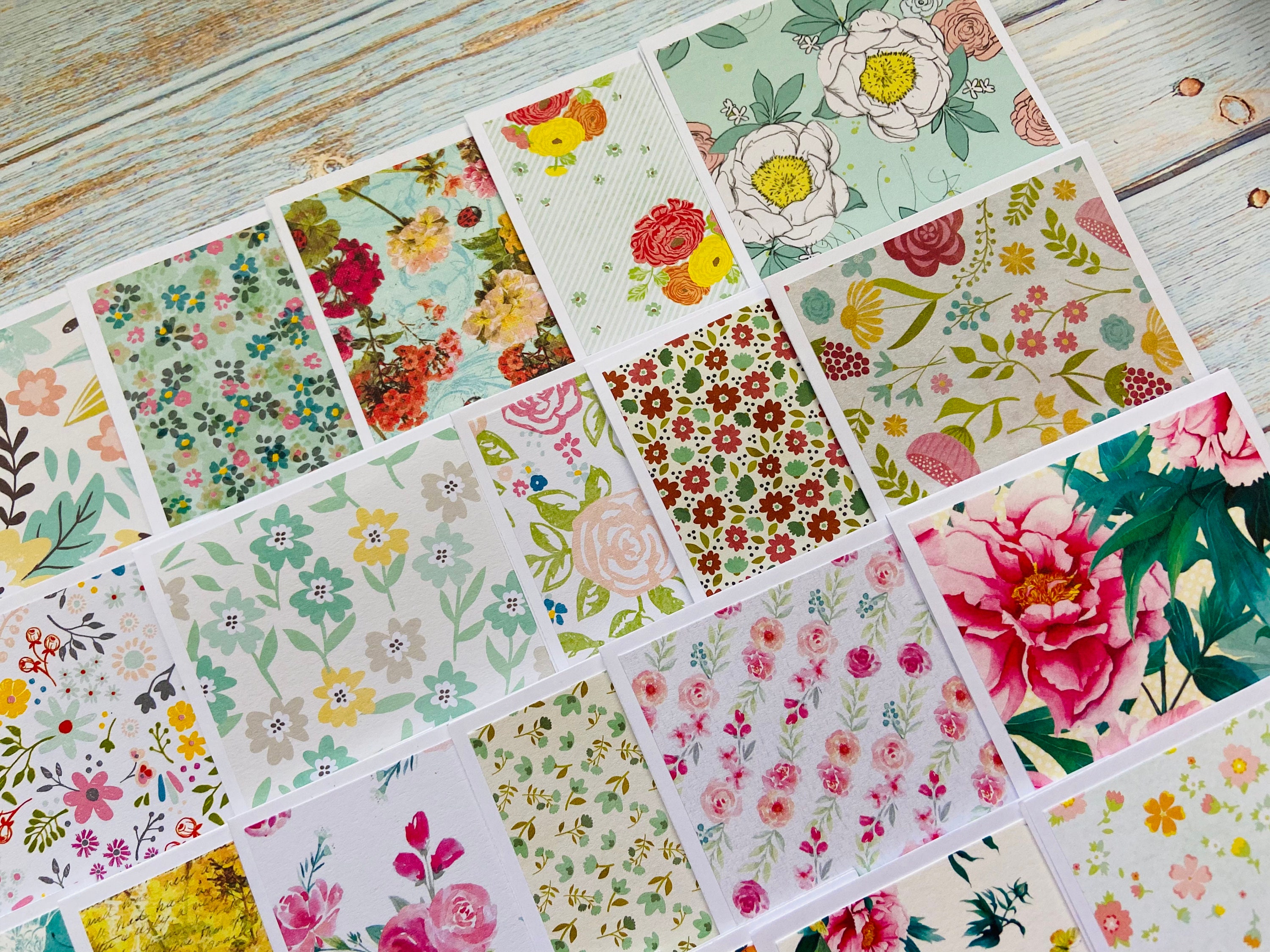 Mini Floral Cards Pack of 25 or 50, 3x3 Cards, Bulk Tiny Cards ...
