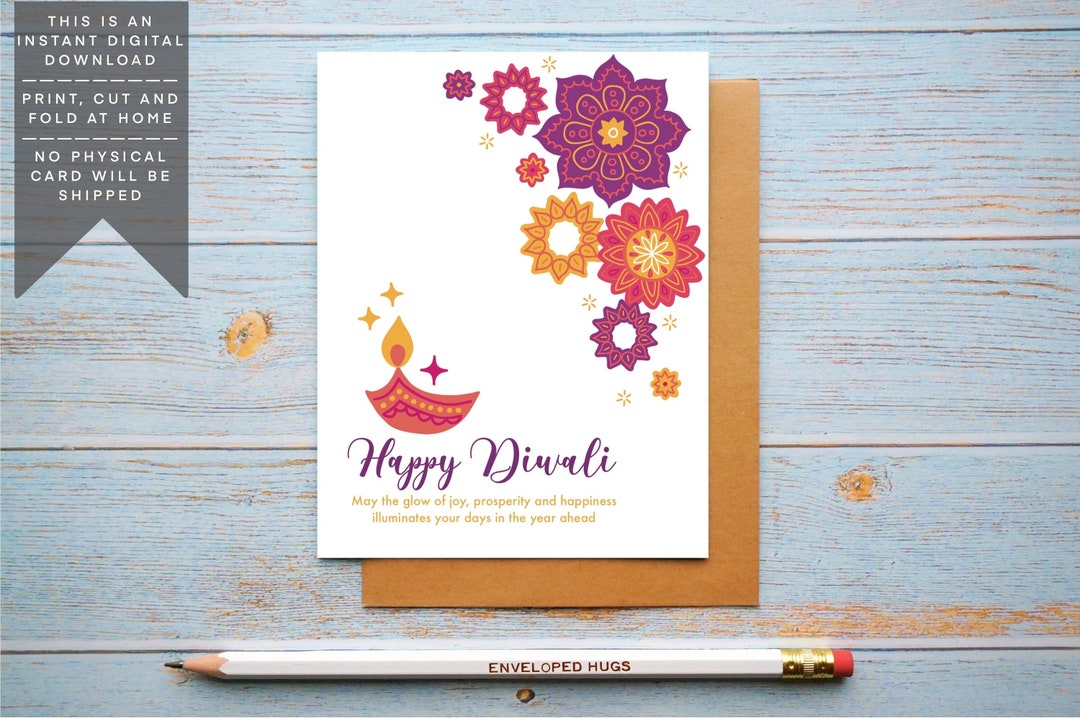 Instant Download, Digital Diwali Card, Printable Deepavali Card ...