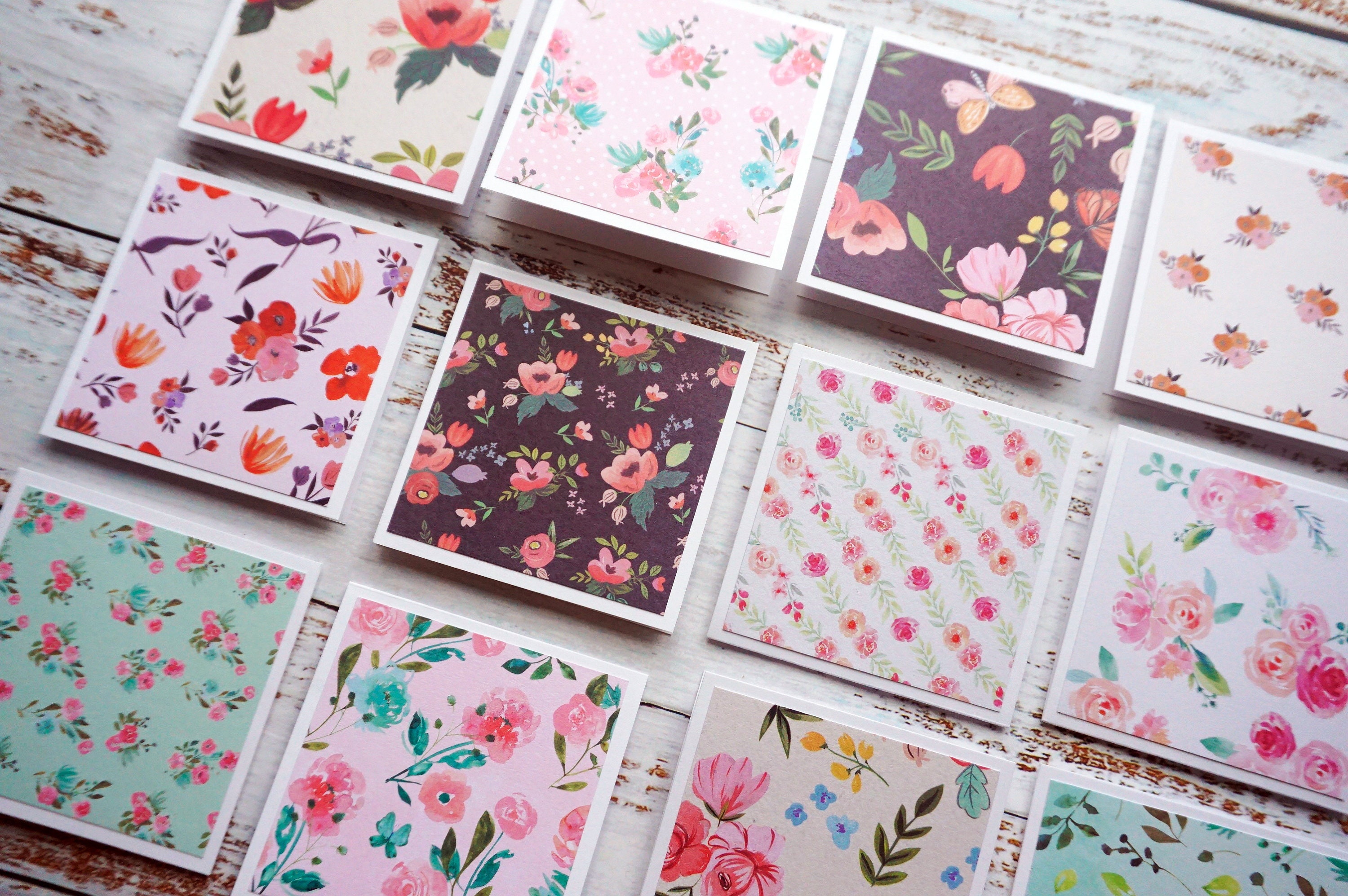 Mini Cards Set of 12, Blank 3x3 Cards, Enclosure Cards for Gifts and ...