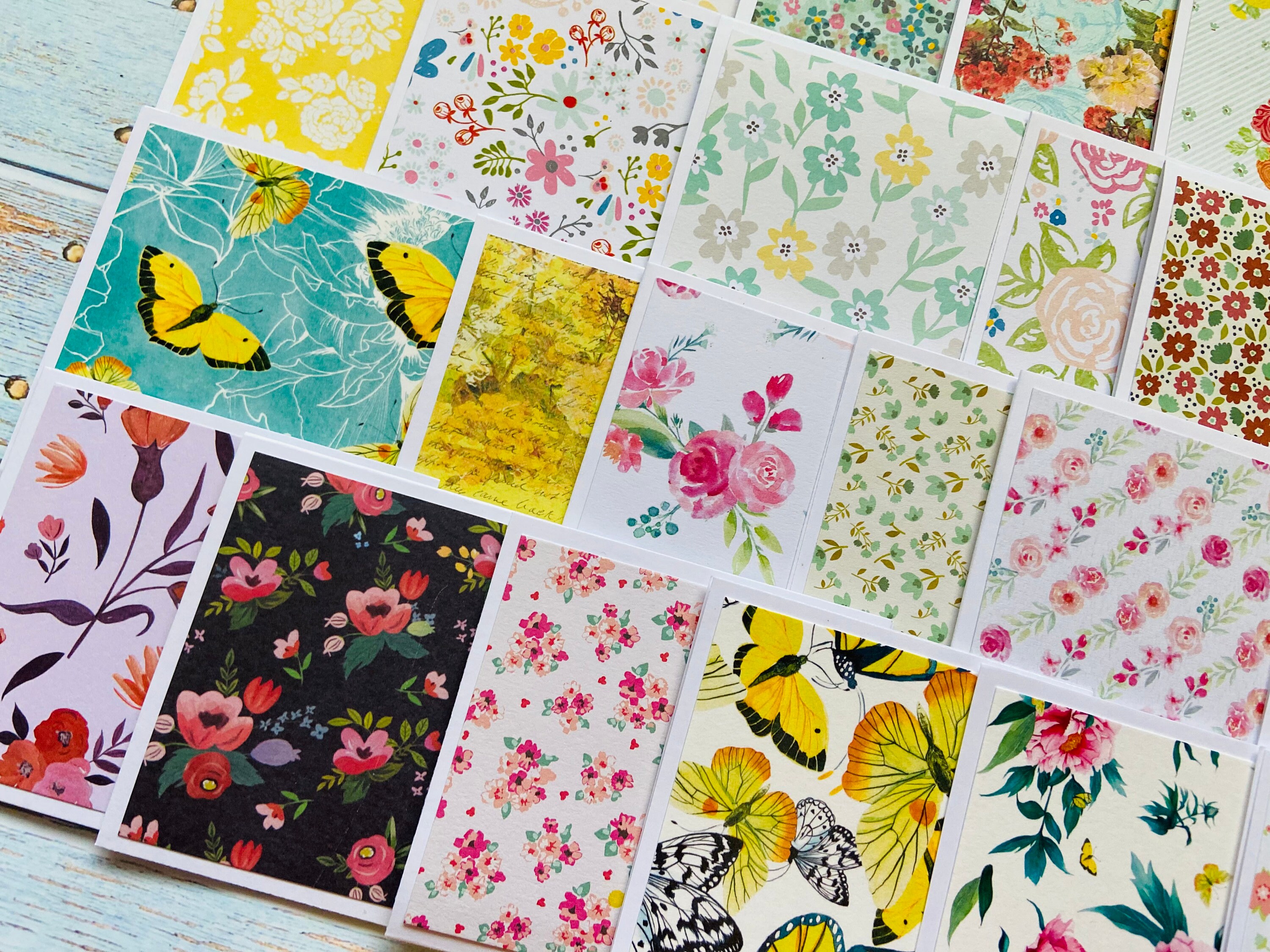 Mini Floral Cards Pack of 25 or 50, 3x3 Cards, Bulk Tiny Cards ...