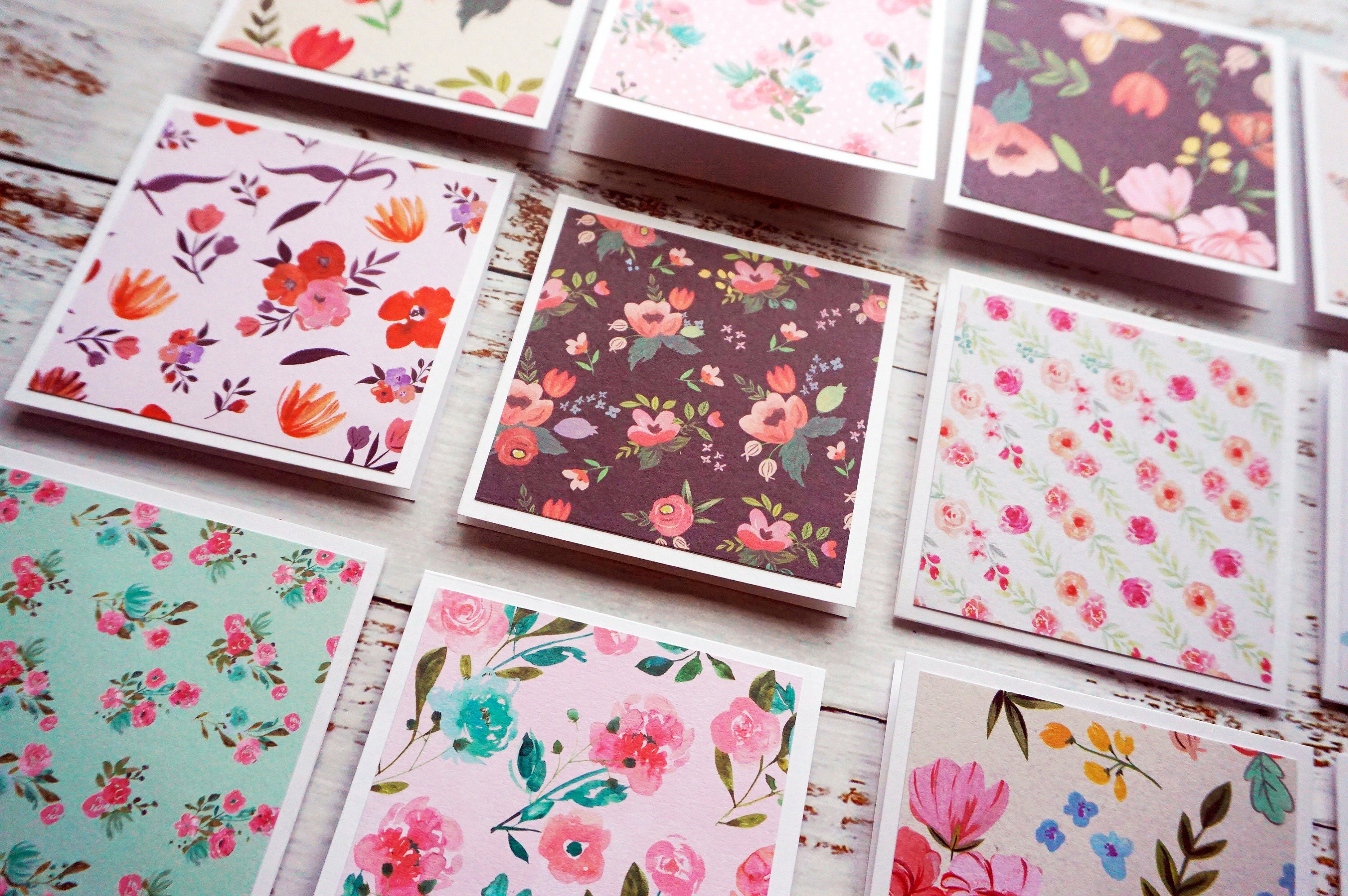 Mini Cards Set of 12, Blank 3x3 Cards, Enclosure Cards for Gifts and ...