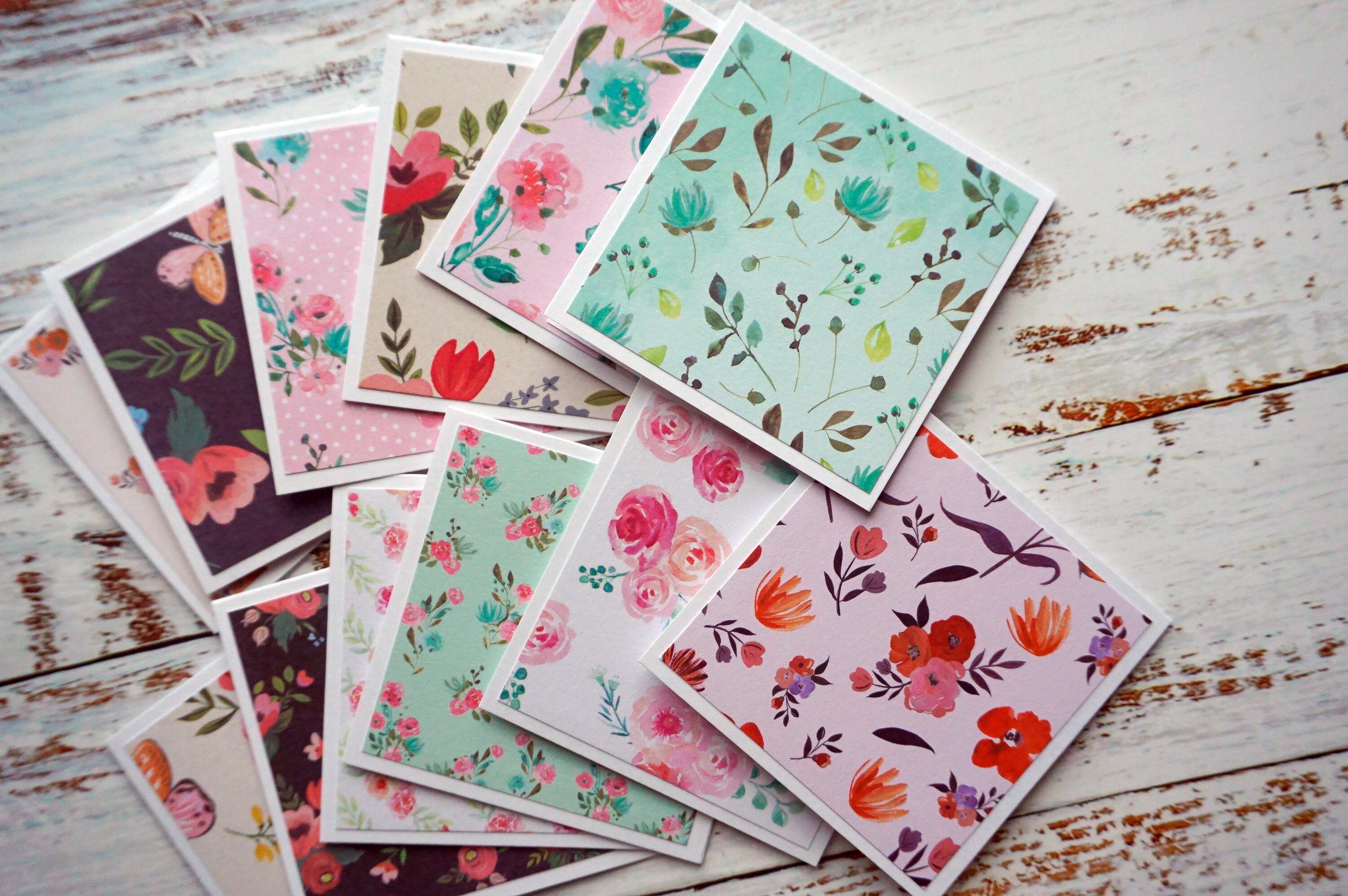 Mini Cards Set of 12, Blank 3x3 Cards, Enclosure Cards for Gifts and ...