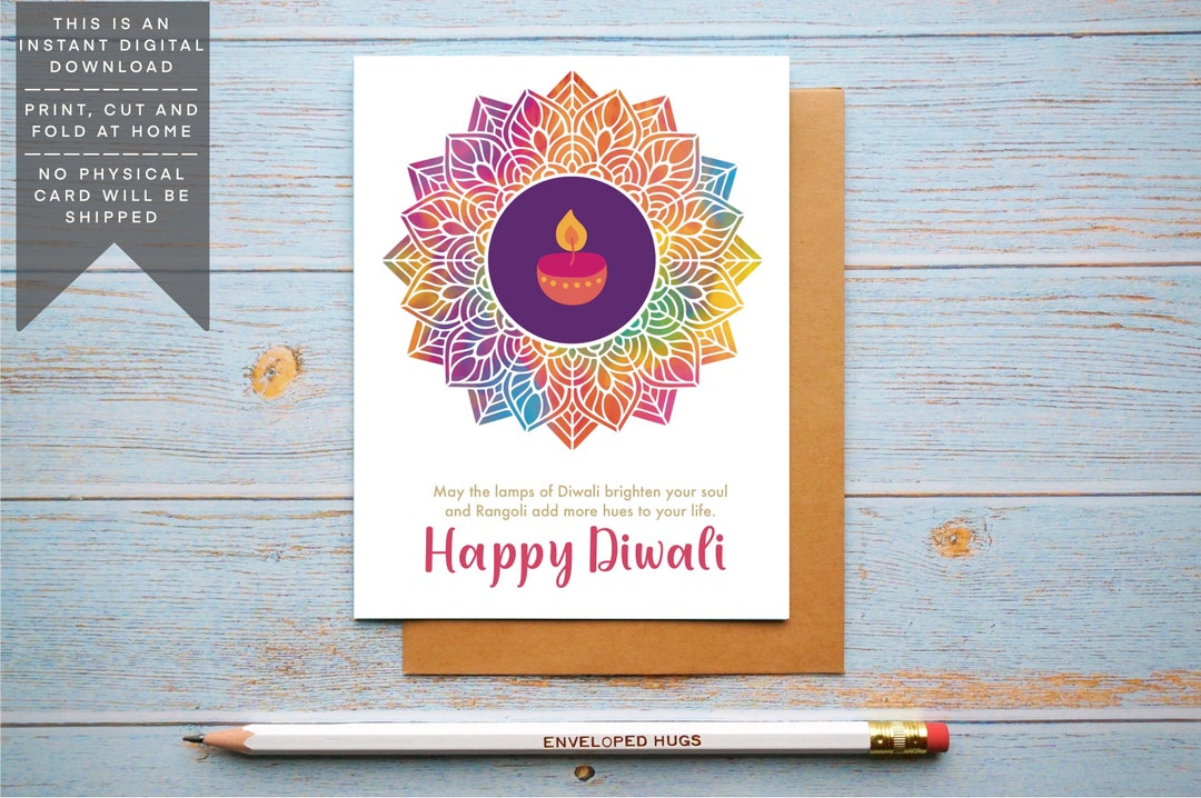Instant Download, Digital Diwali Card, Printable Deepavali Card ...