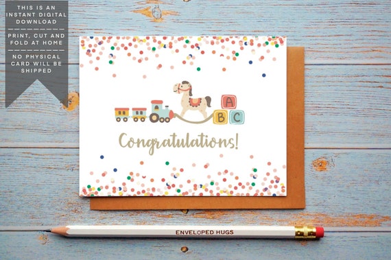 Congratulations Baby Printable Card Instant Download Baby | Etsy