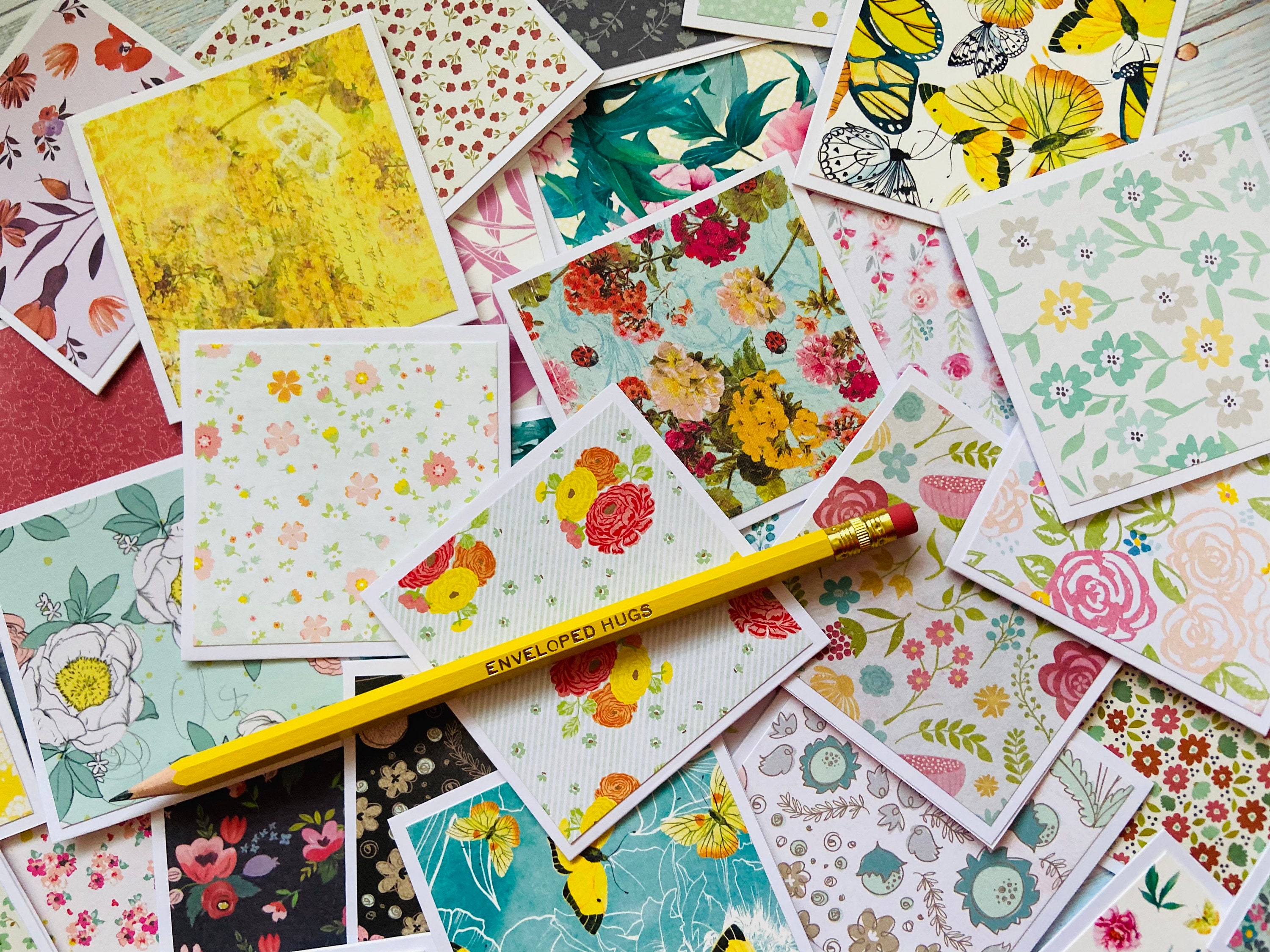 Mini Floral Cards Pack of 25 or 50, 3x3 Cards, Bulk Tiny Cards ...