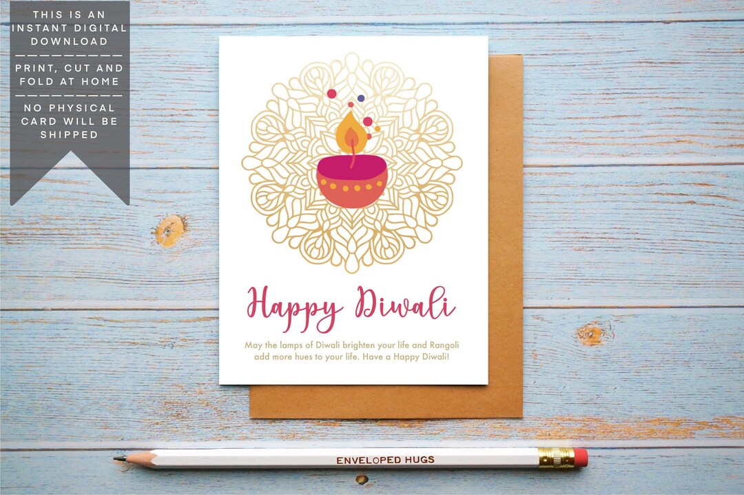 Instant Download, Digital Diwali Card, Printable Deepavali Card ...