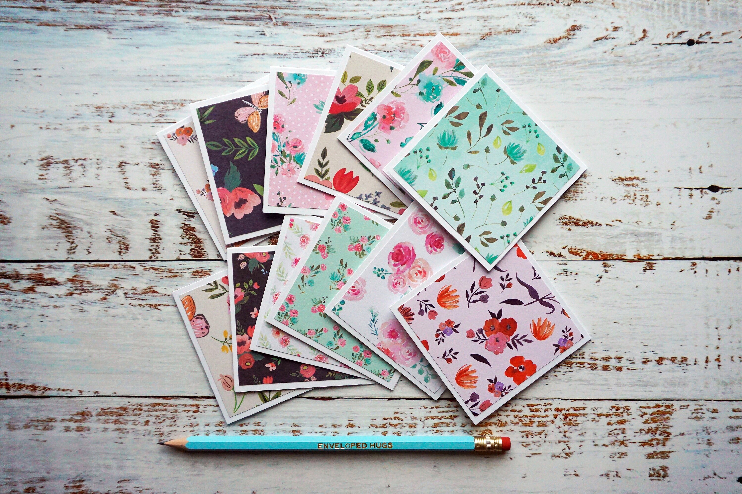 Mini Cards Set of 12, Blank 3x3 Cards, Enclosure Cards for Gifts and ...