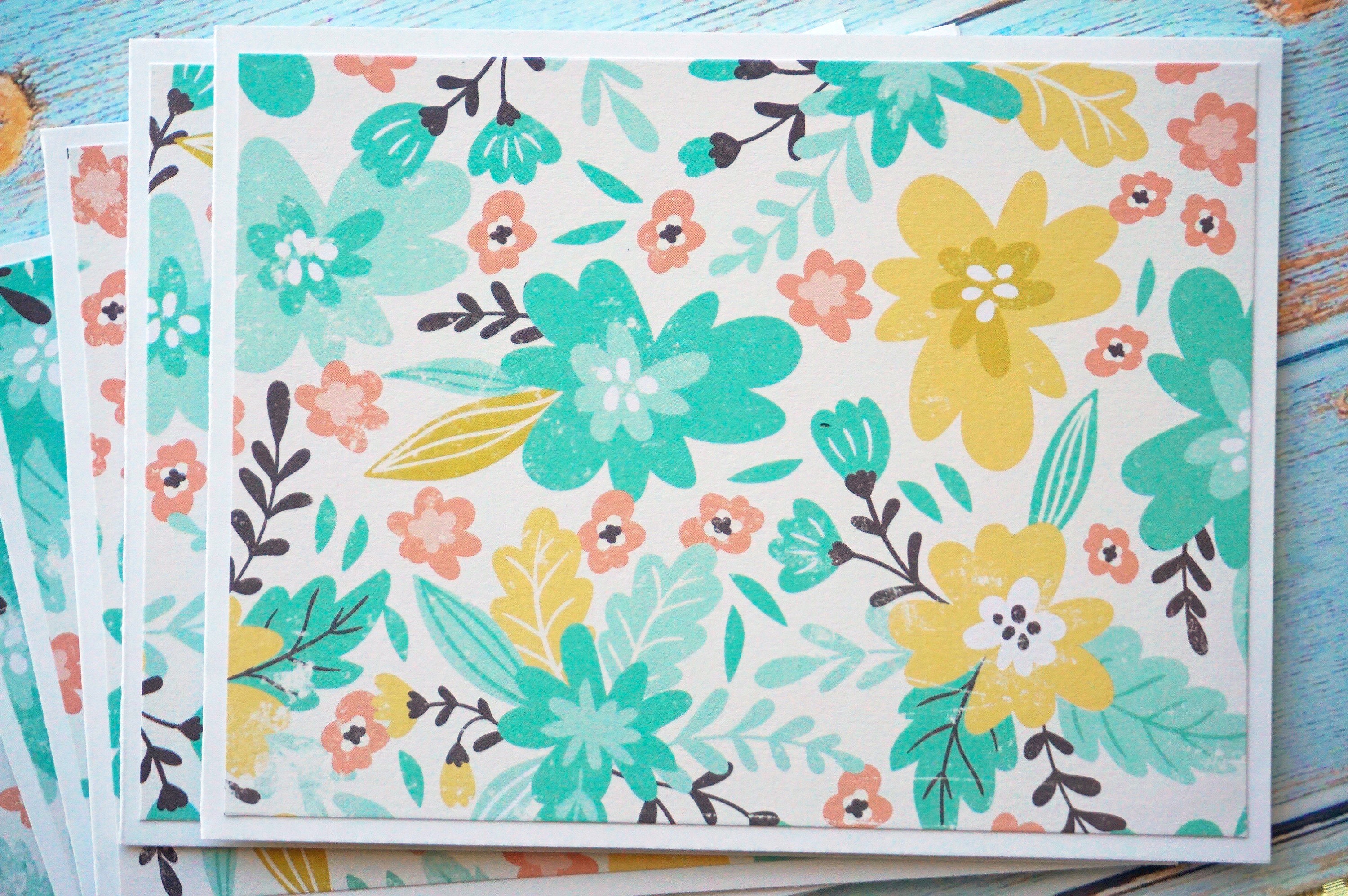 Floral Blank Cards Pack of 6, Hello Cards, Bulk Blank Cards, Florist ...